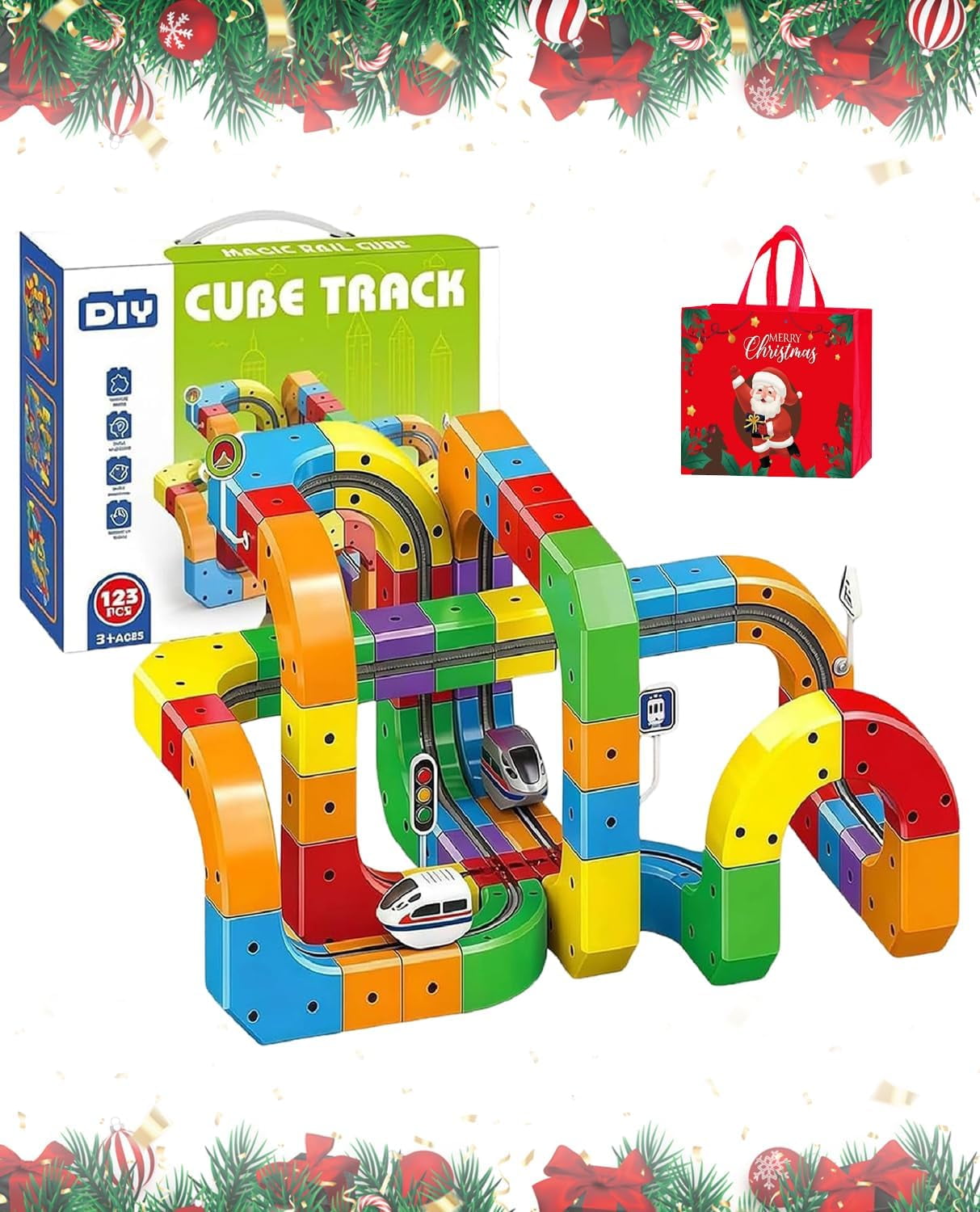 Train Set, 3D Train Routes with Mix-and-Match Cubes, 51/81/128pcs Click ...