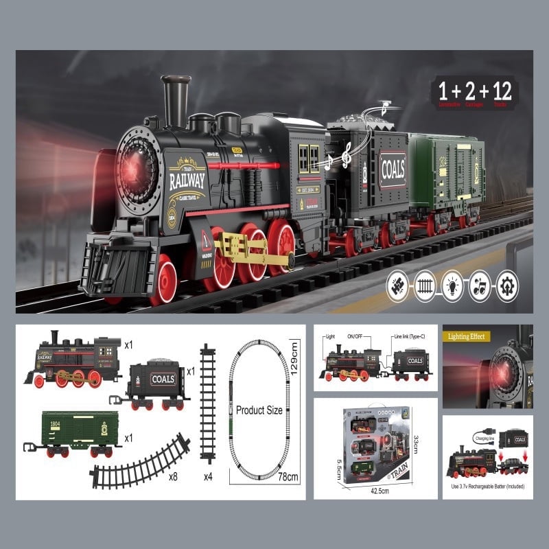 Train Set for Under Christmas Tree,Rechargeable Electric Train Toy with ...