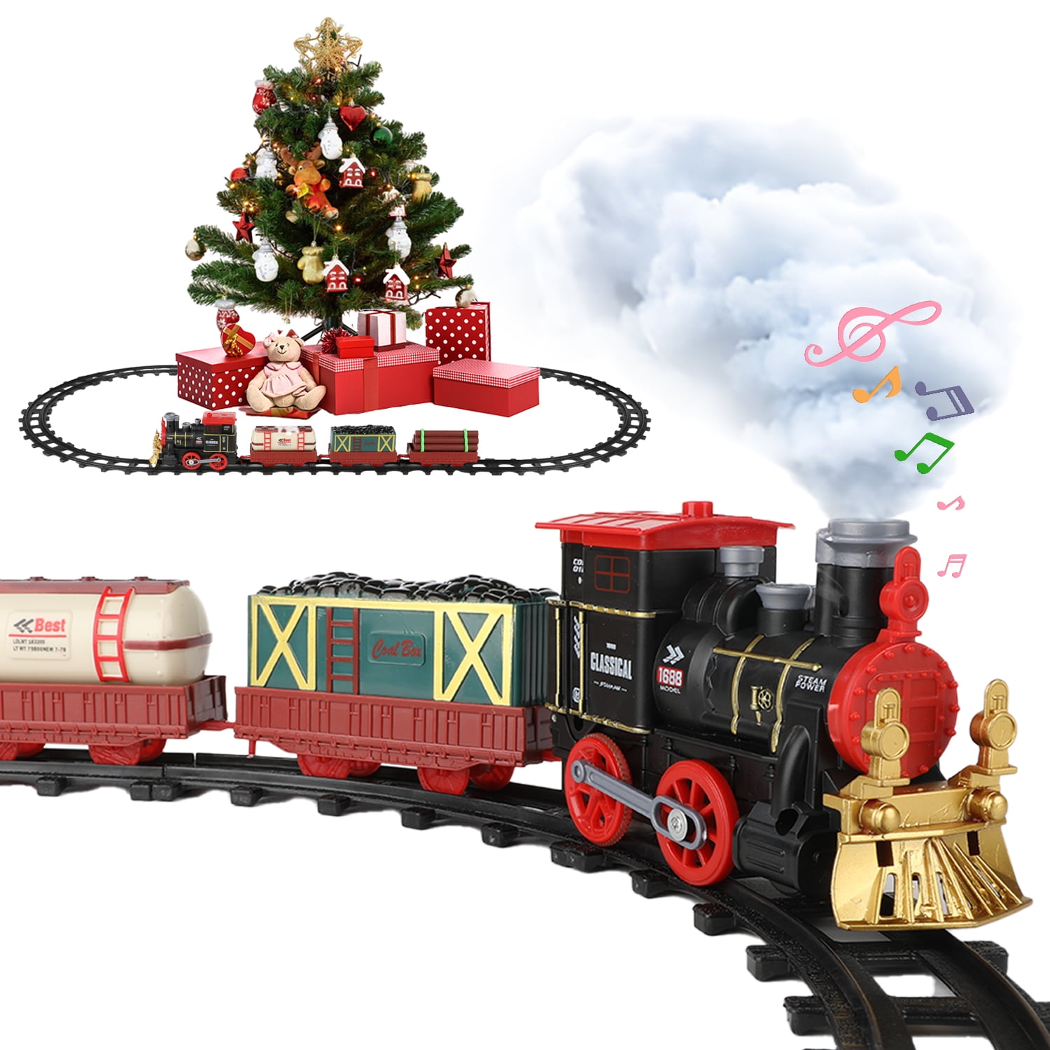 Train Set for Kids, Zacro Electric Train Toys with Steam Engine, Lights ...
