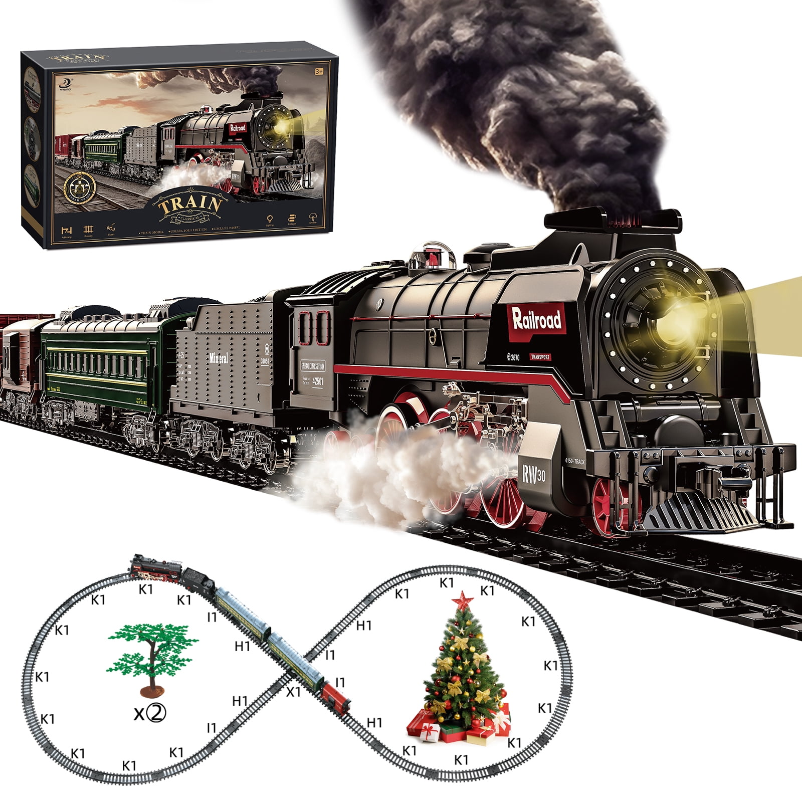 Train Set for Kids, Train Set for Christmas Tree,Remote Control ...
