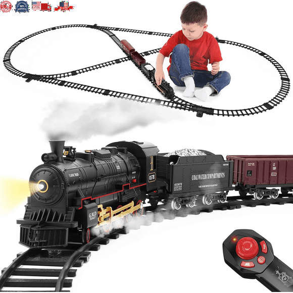 Christmas Train Sets Around Tree with Lights and Sound for Kids