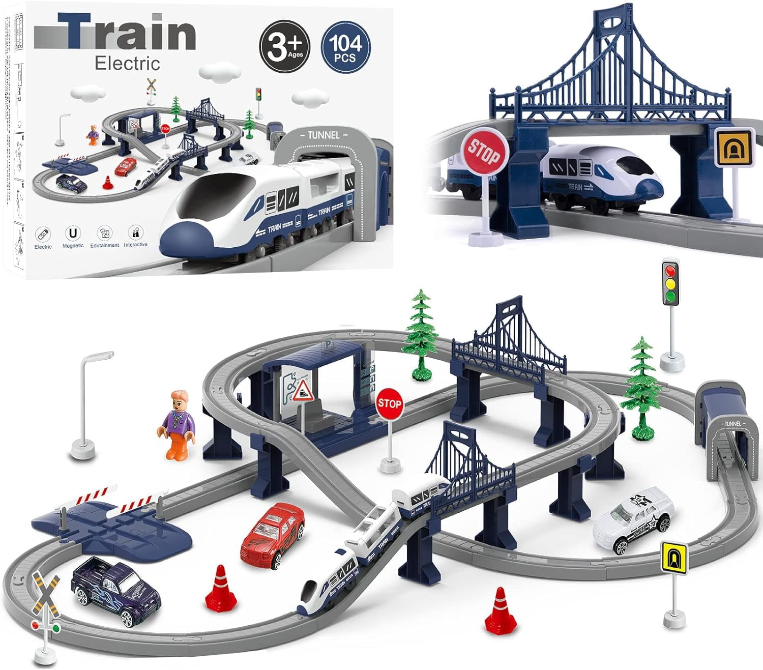Train Sets for Boys 4-7, Battery Operated Train Set with Tracks ...