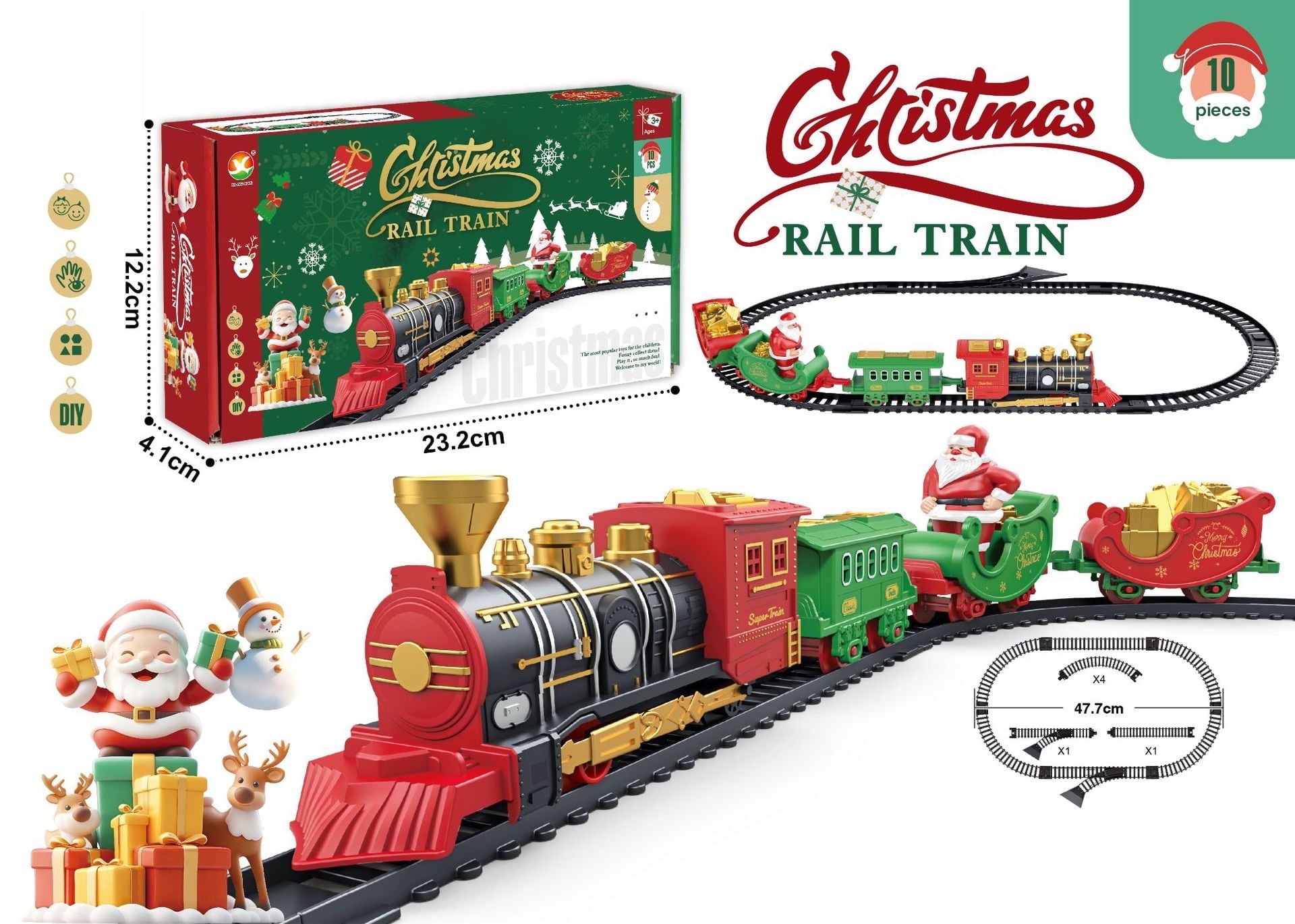 Electric Train Set for Boys, Christmas Train for Around The Tree ...