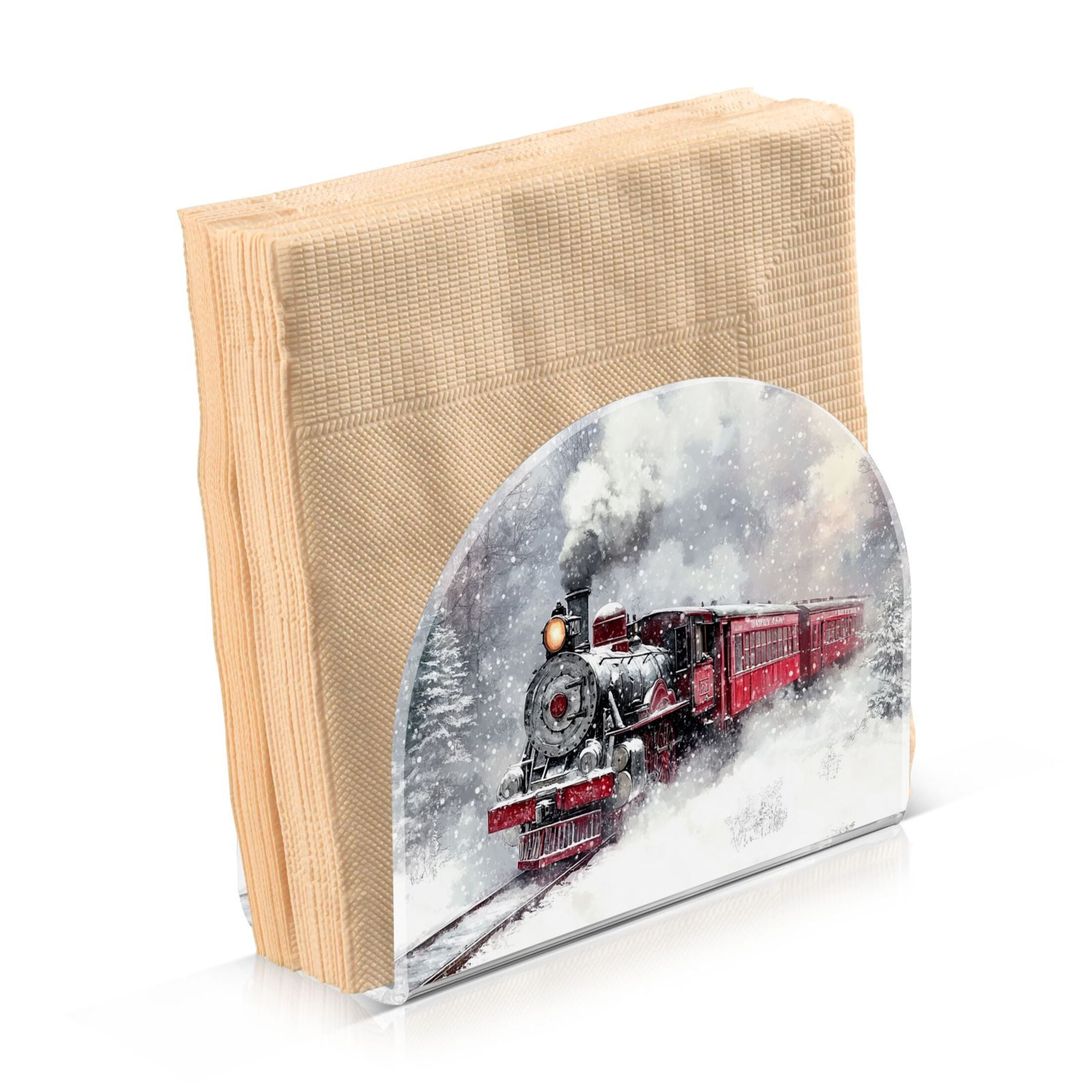 Train Snow Napkin Holders for Tables Napkin Stand Paper Holder ...