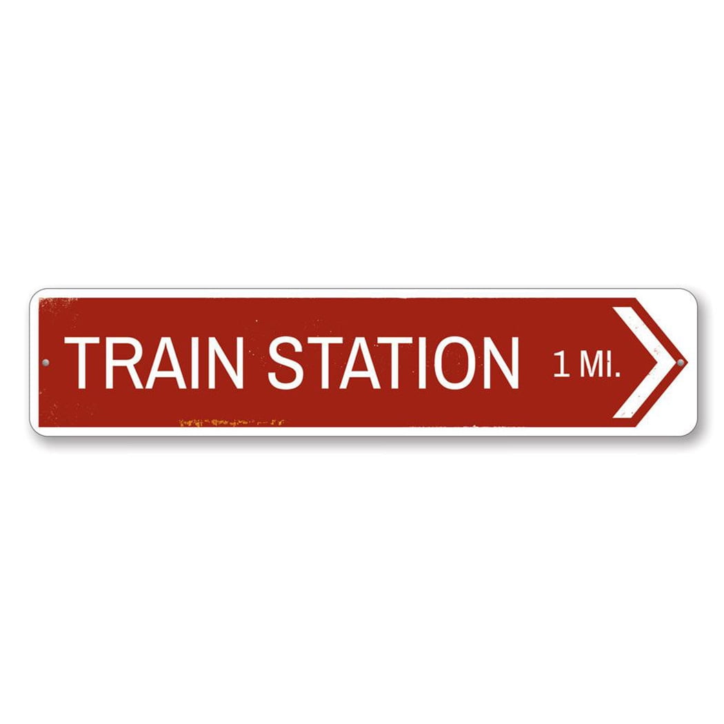 Train Station Directional Arrow Mileage Destination Aluminum Sign ...