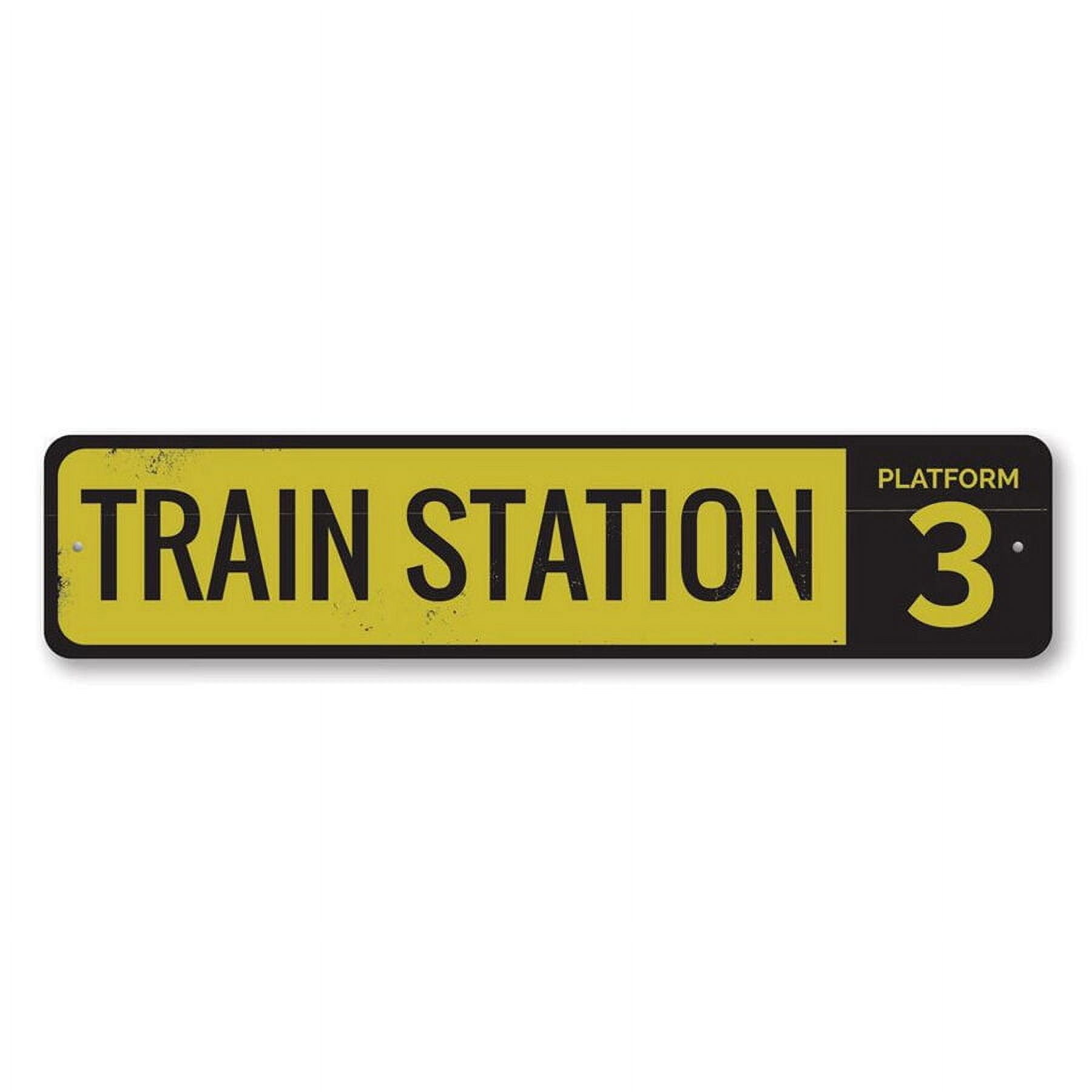 Train Station Platform Number Sign Train Metal Wall Decor Size: 4 x 16 ...