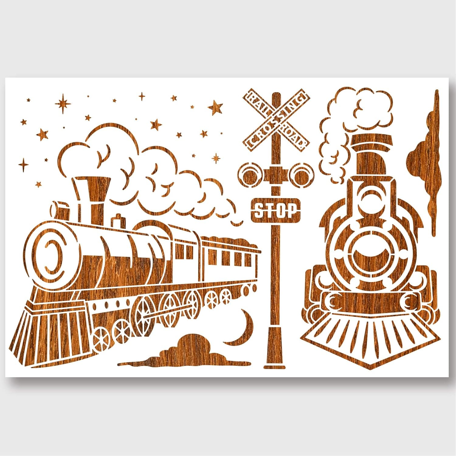 Train Stencil Steam Engine Cut Stencil Reusable PET Train Tempalte DIY ...