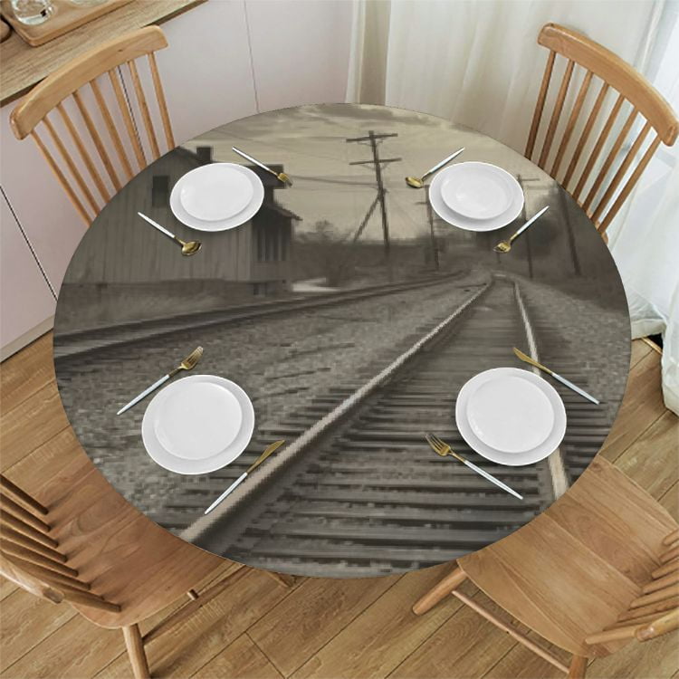 Train Table Cover Wipeable Fitted Table Cloth Patio Table Covers ...
