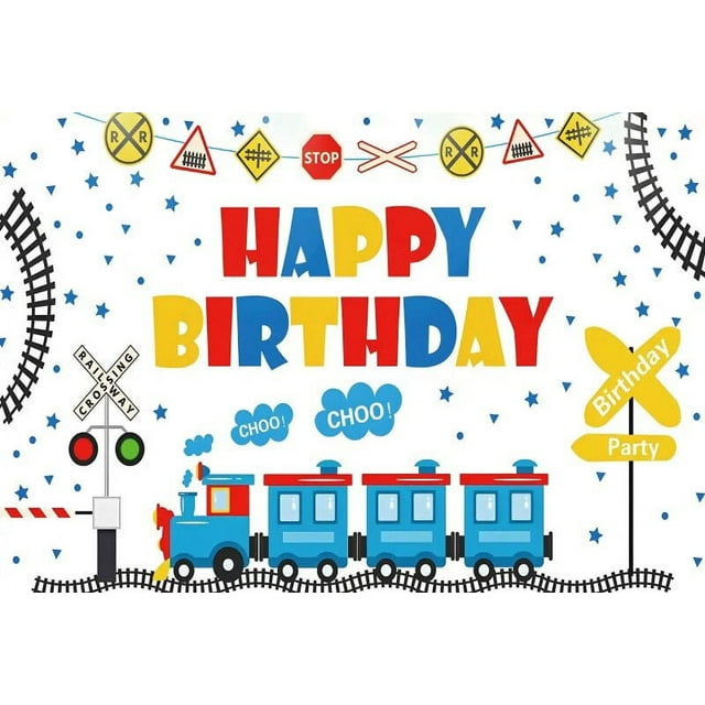 Train Theme Birthday Backdrop Boys Cartoon Train Chugga Chugga Baby ...