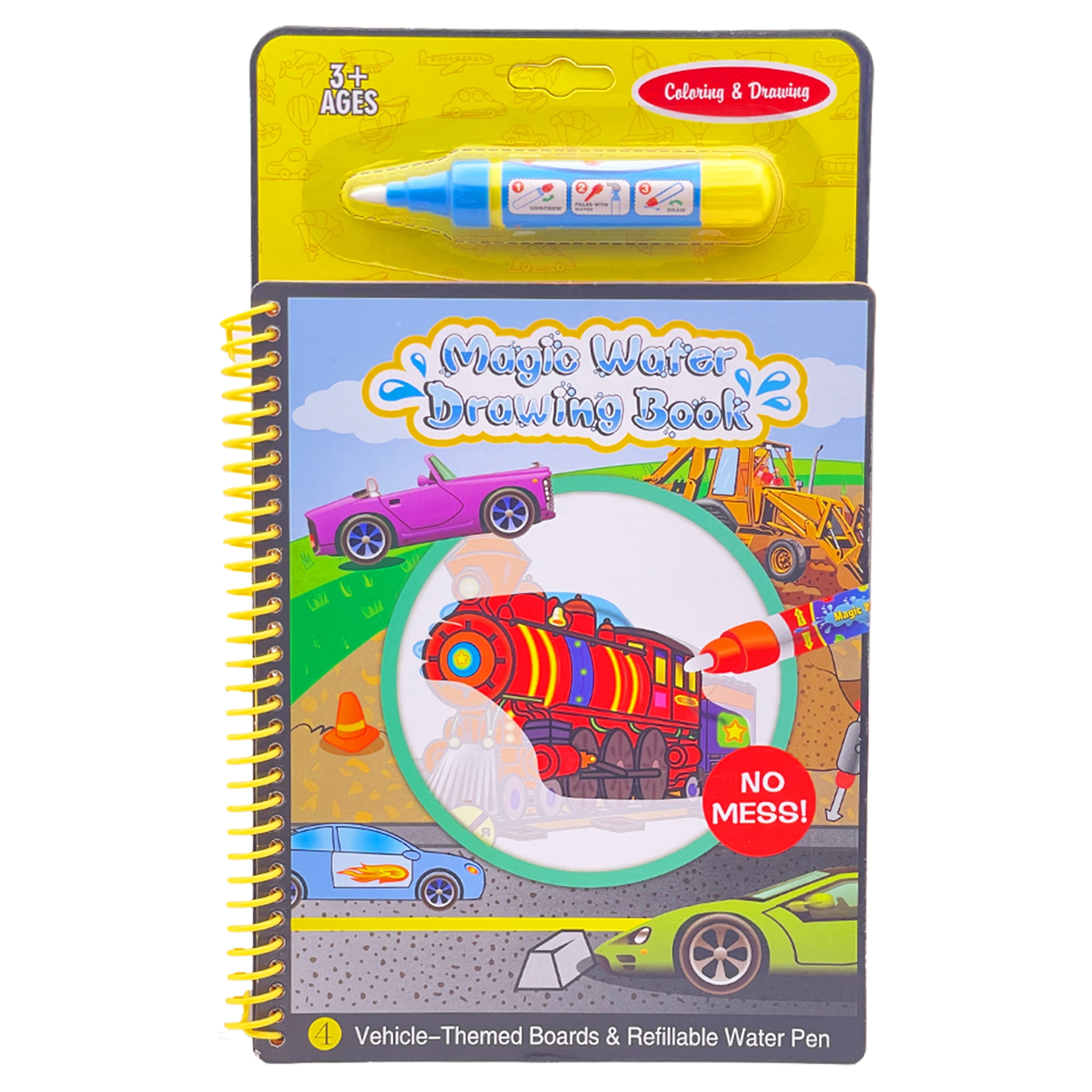 Train Themed Water Drawing Book with Refillable Water Pen - Walmart.com