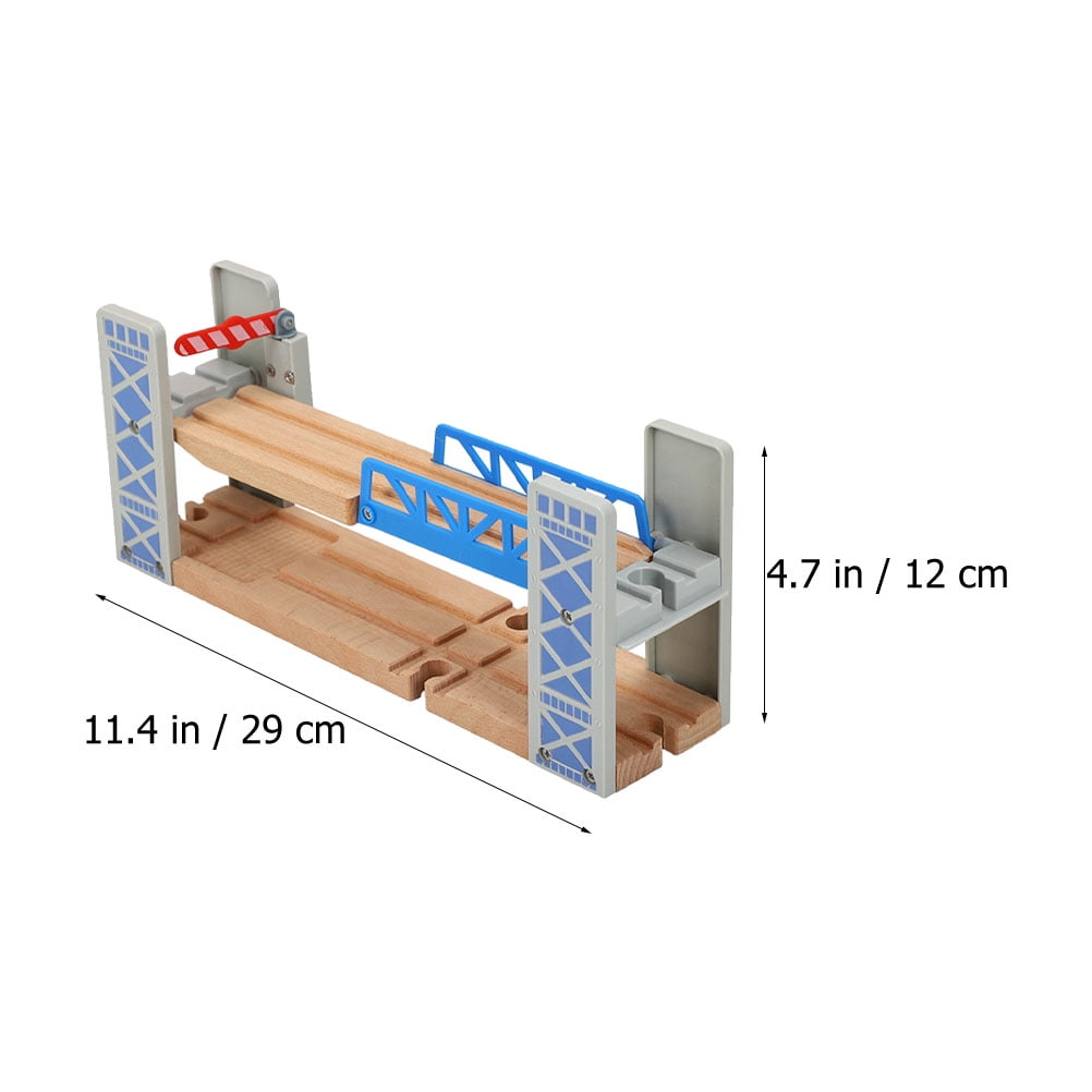 KAKOWELY Toy Train Tracks Bridge Wooden Railway Accessories Grey 1 Set ...