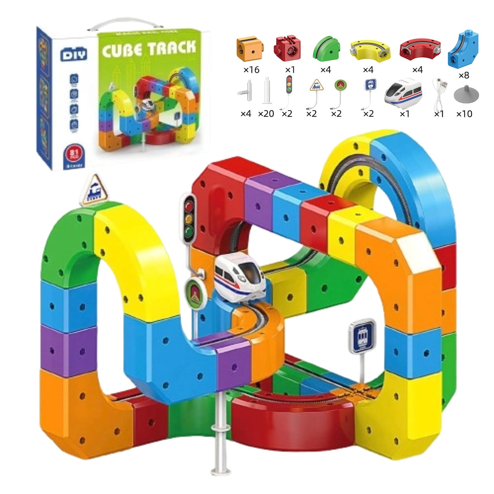 Train Track Fusion 81PCS Rail Cube Set – 3D Infinity Routes, DIY ...