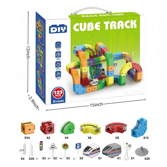 Train Track Fusion Set, 2026 123pcs Train Track Fusion Set with Mix-And Stem Cubes, Trackfusion ...