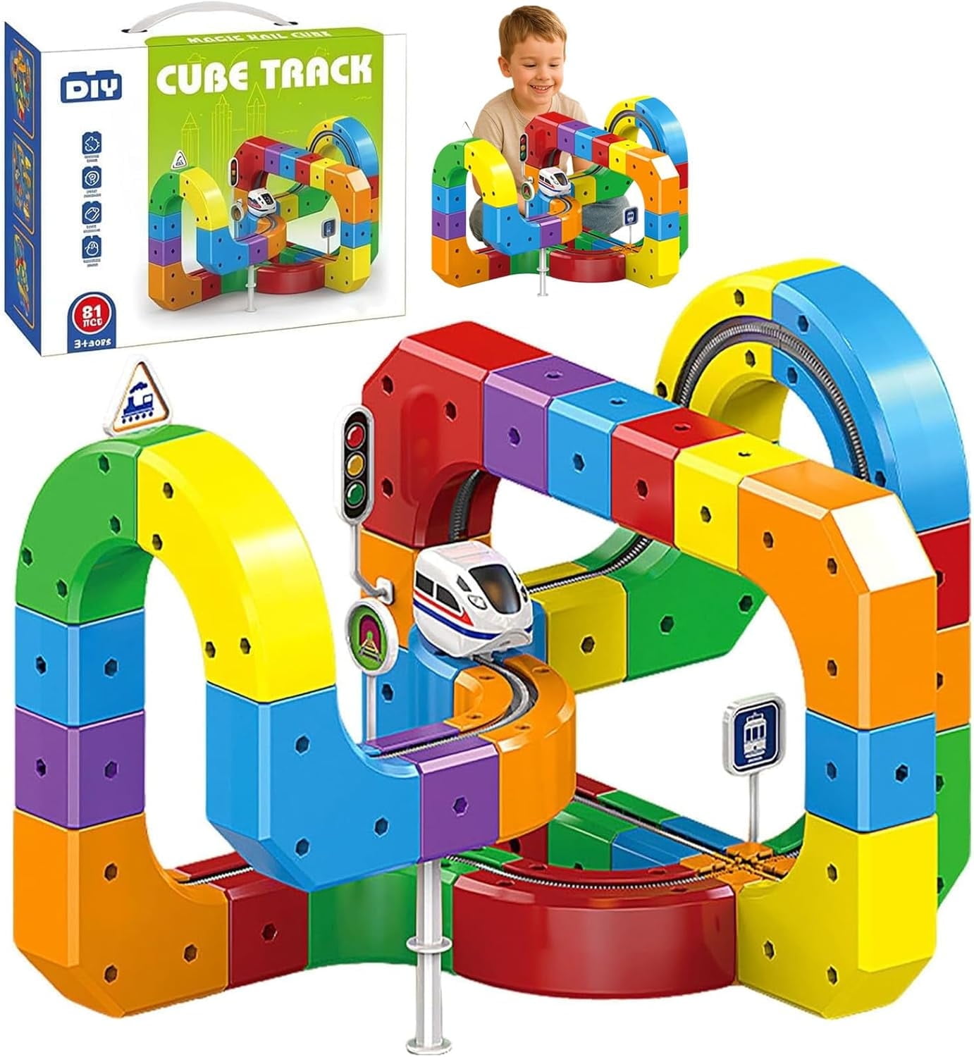 Train Track Fusion Set, 2026 51/81/123Pcs 3D Infinity Train Routes with ...