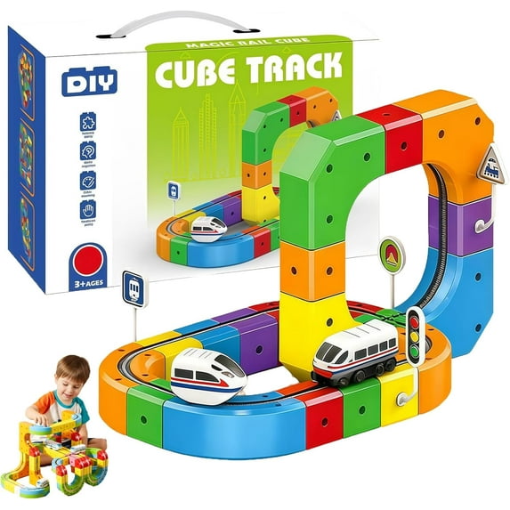 Train Track Fusion Set, 2026 New Flexible 3D Magnetic Tracks Car Toys ...