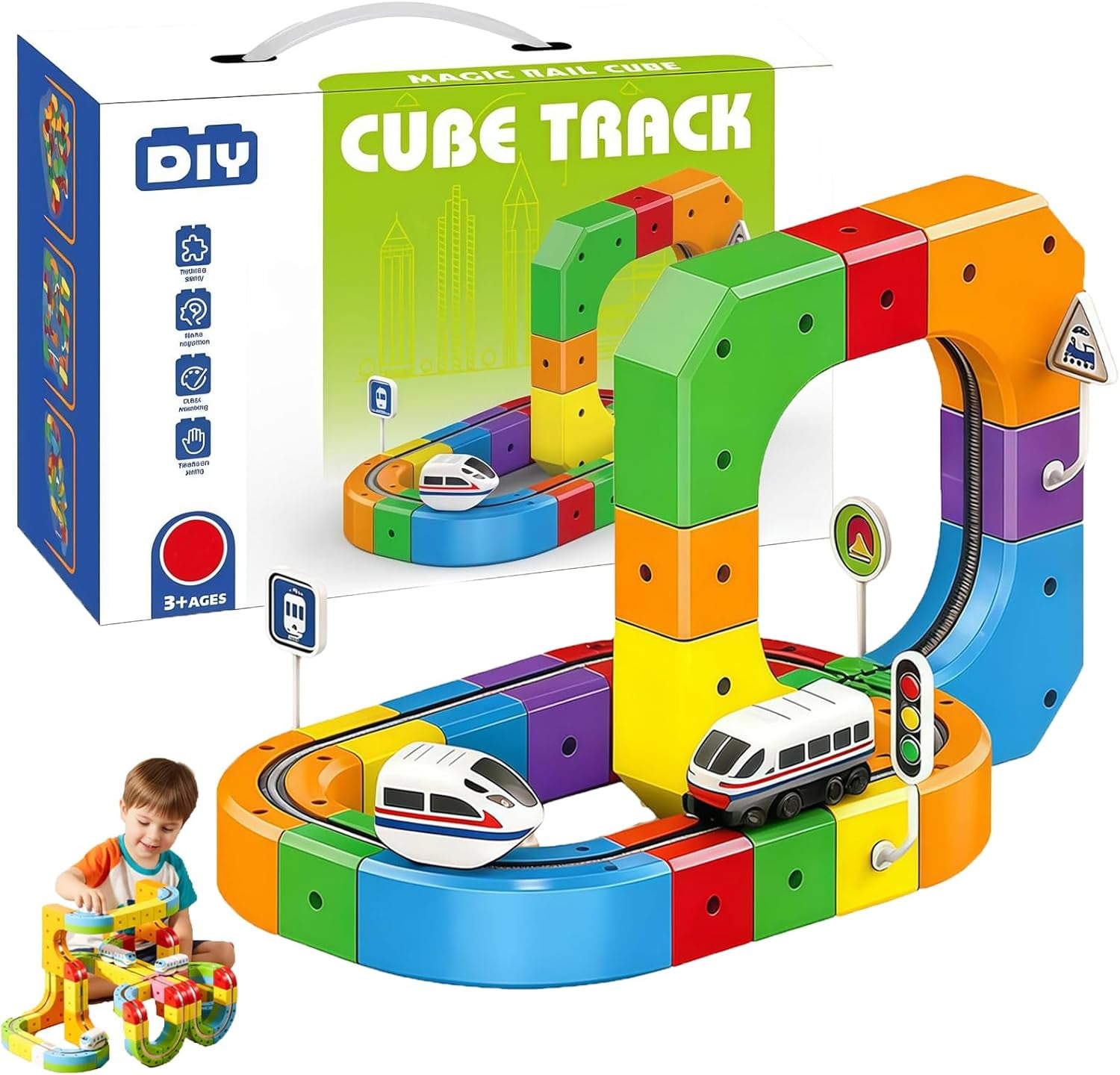 Train Track Fusion Set, 2026 New Flexible 3D Magnetic Tracks Car Toys ...