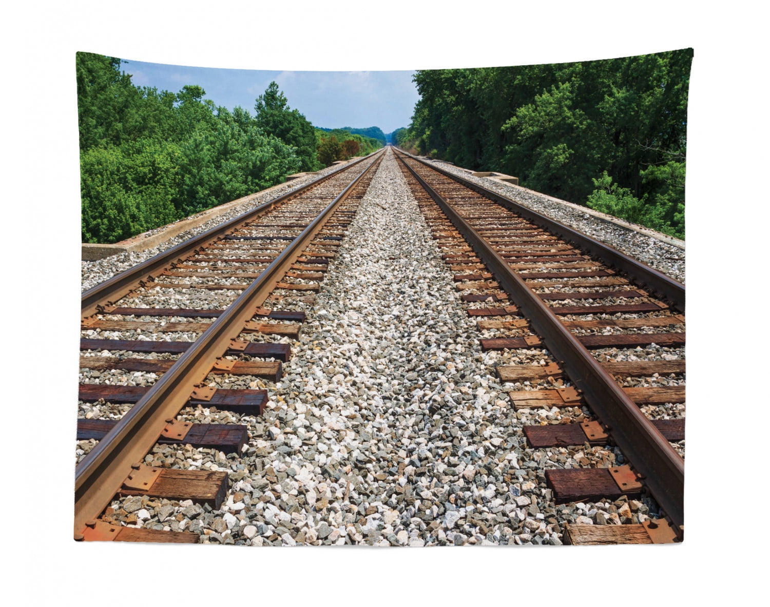 Train Track Tapestry, Railroad Goes to Horizon in Sunset Country Rural ...