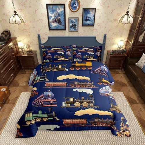 Train Truck Bedding Set,Transportation Queen Comforter Set for Kids ...