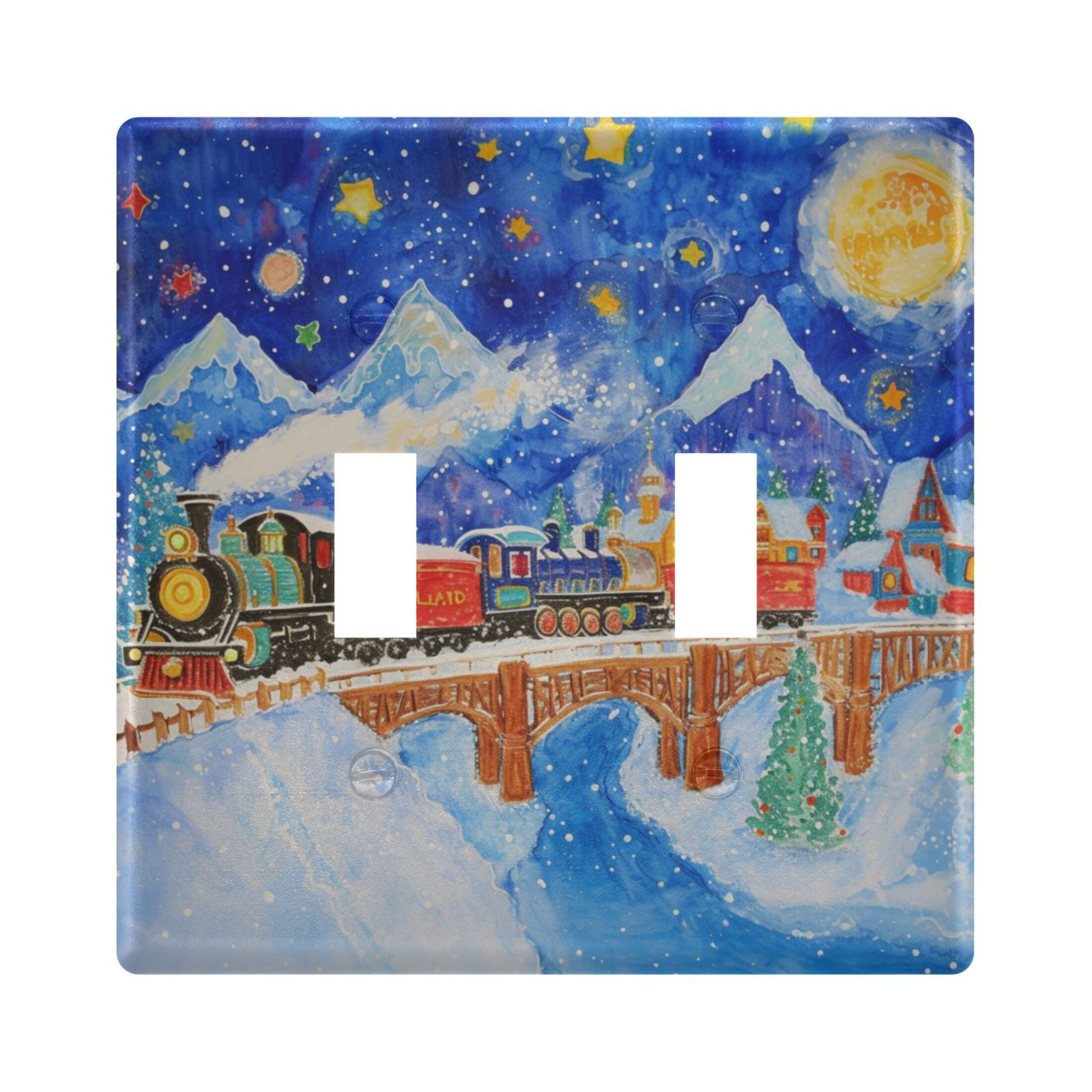 Train in Winter Light Switch Plate Covers 2 Gang Wall Plate Plastics ...