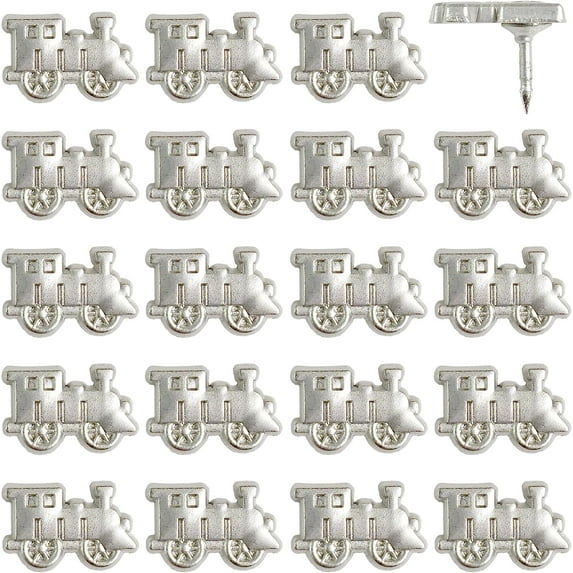 Train s - Silver Metal Train s - for Cork Board, Maps, or Lapel Use ...