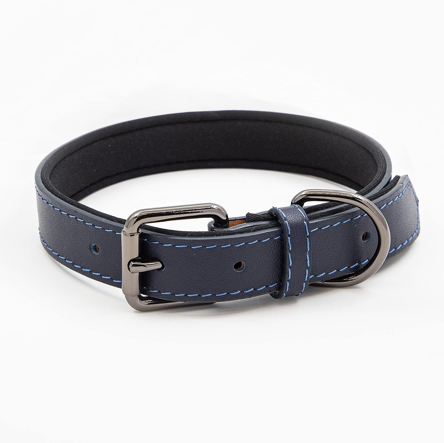 TrainPro Navy Blue Leather Dog Collar for Large Medium Small Dogs ...