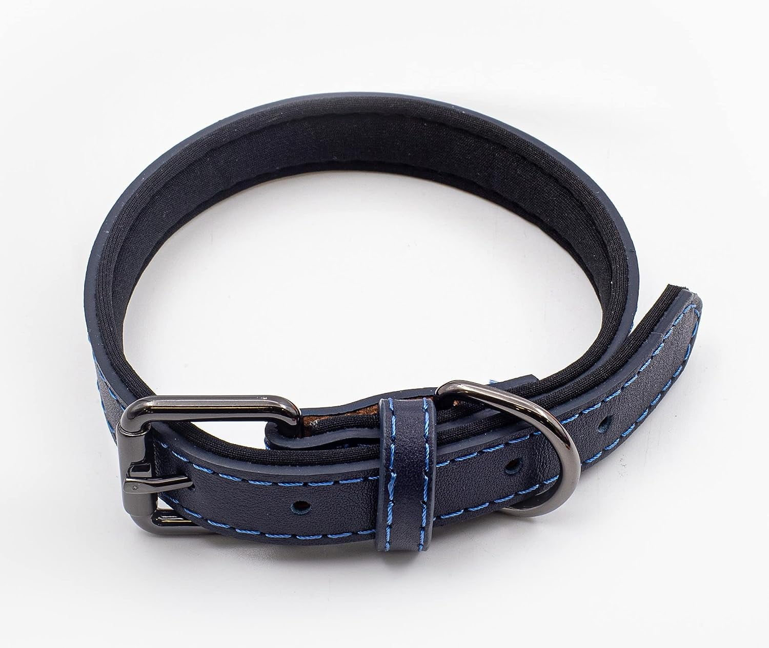 TrainPro Navy Blue Leather Dog Collar for Large Medium Small Dogs ...