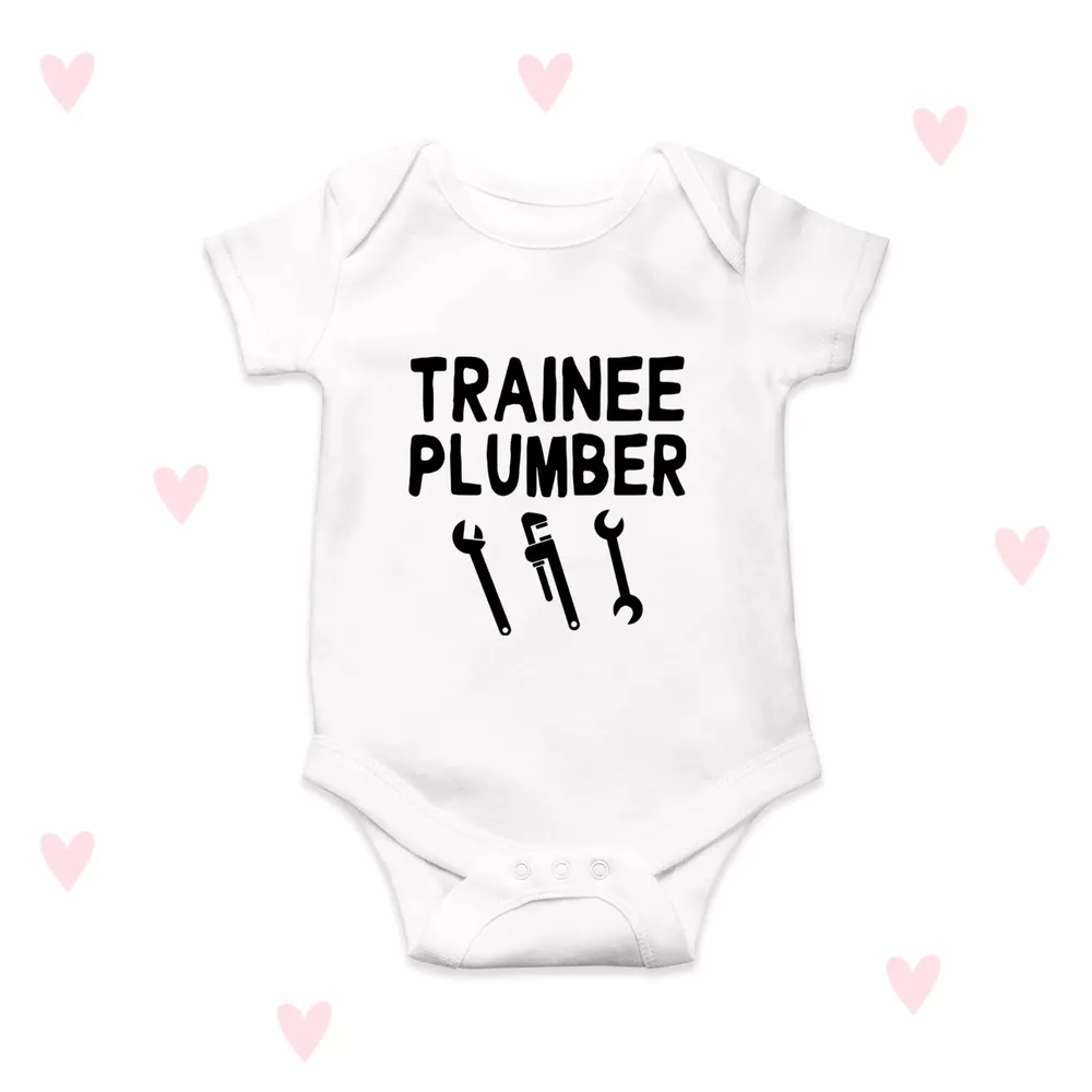 Trainee Plumber Baby Grow Mini Me Daddy Job Funny Gifts Newborn Boys Girls Cute And Cool Baby ...