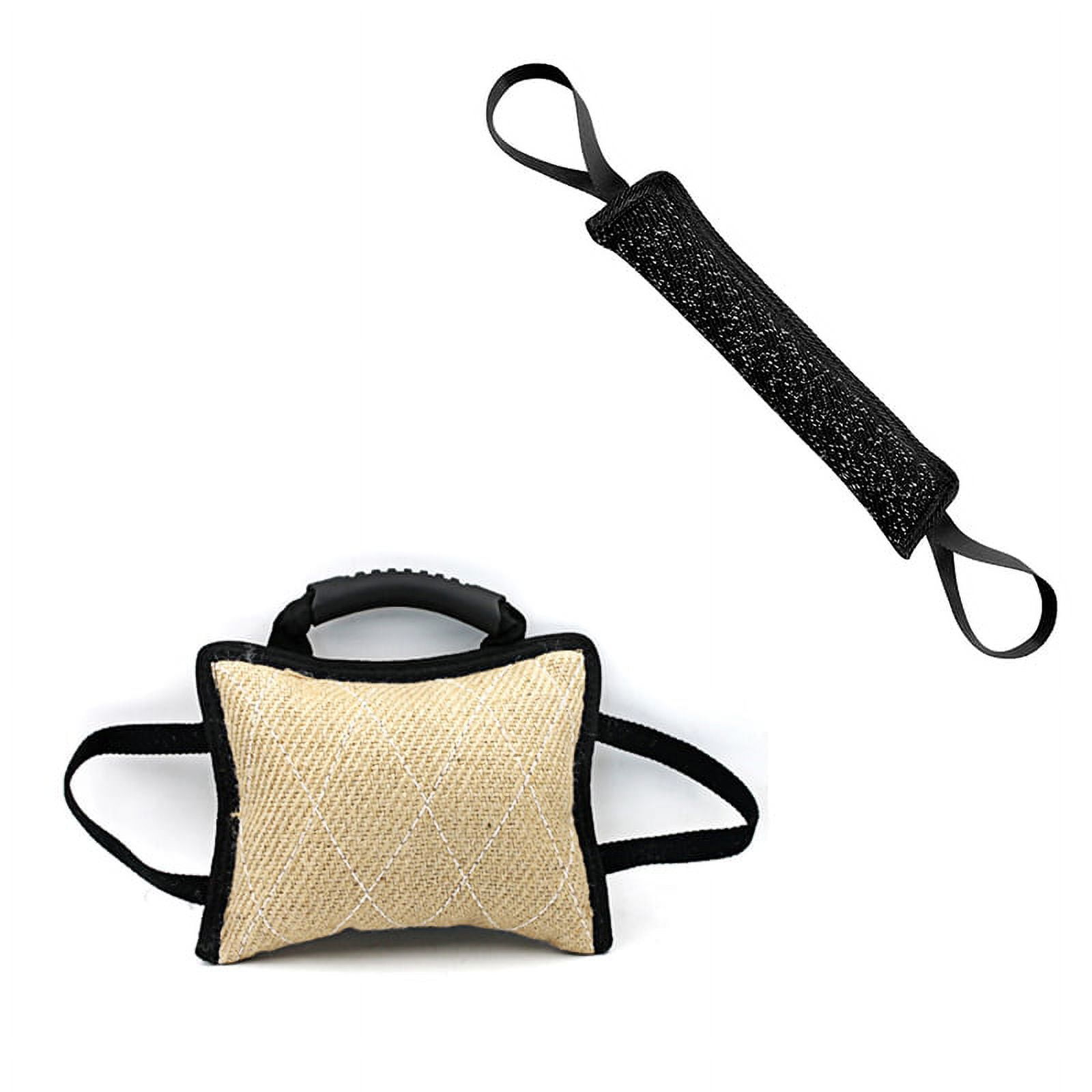 Training Bite Tug Toy Linen Bite Pillow with 3 Handleswith Young Dog ...
