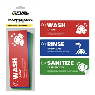 Assured Signs Wash Rinse Sanitize Stickers for 3 Compartment Sink ...
