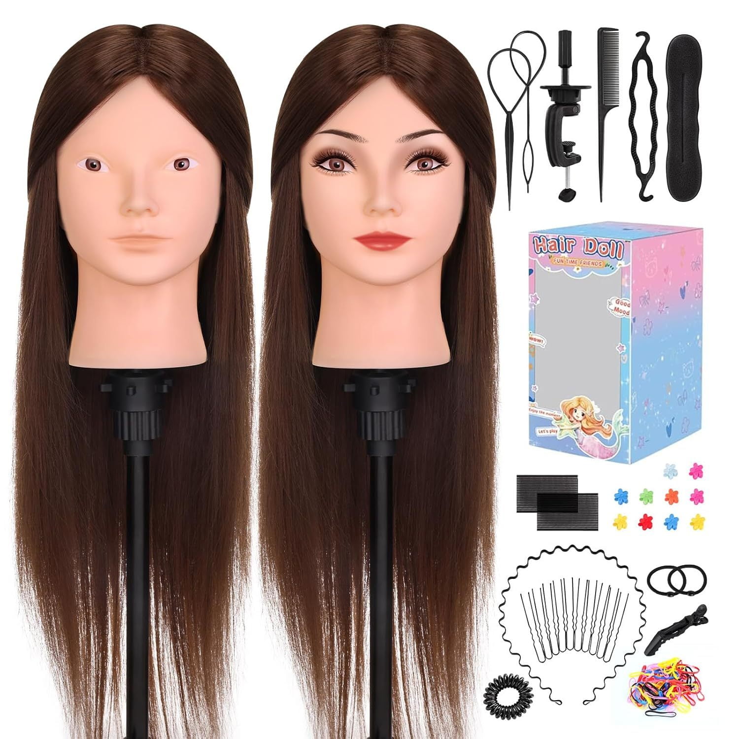 Training Head, ZMSF 26 Inch Hairdressing Head 80% Real Human Hair ...