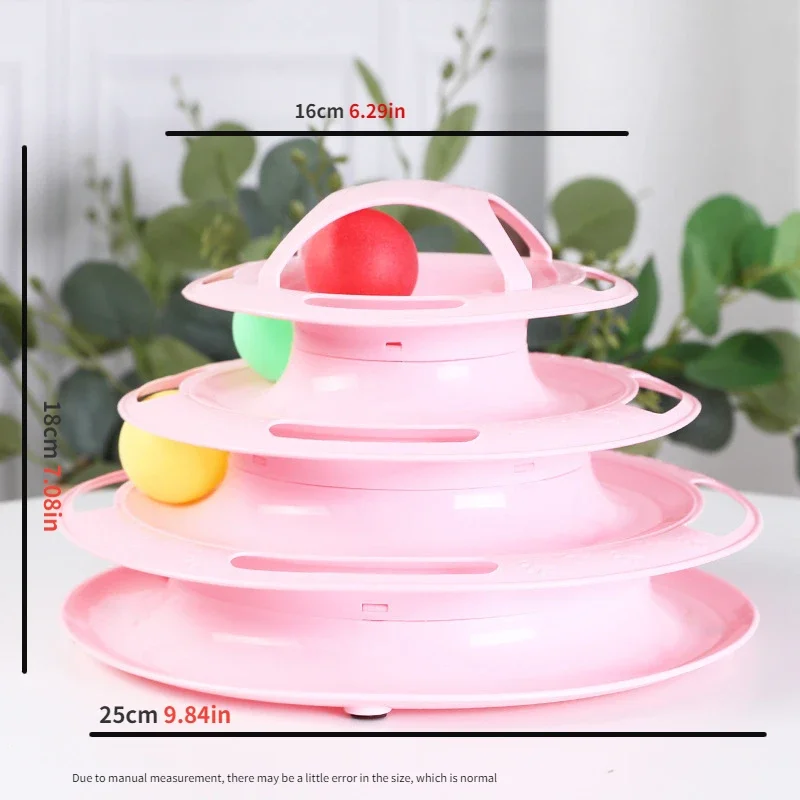 Training Tower Cat Stick 4-tier Rotatable Toys Fun Track with Ball ...
