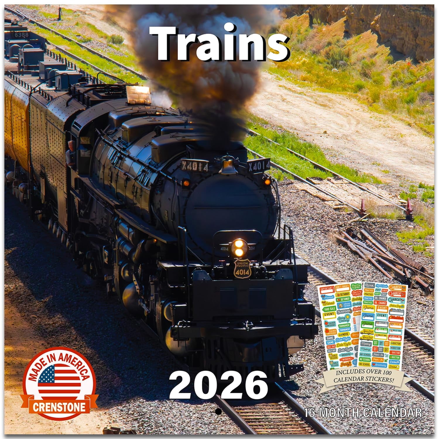 Trains Calendar 2026 - Deluxe 2026 Railroad Wall Calendar Bundle with ...