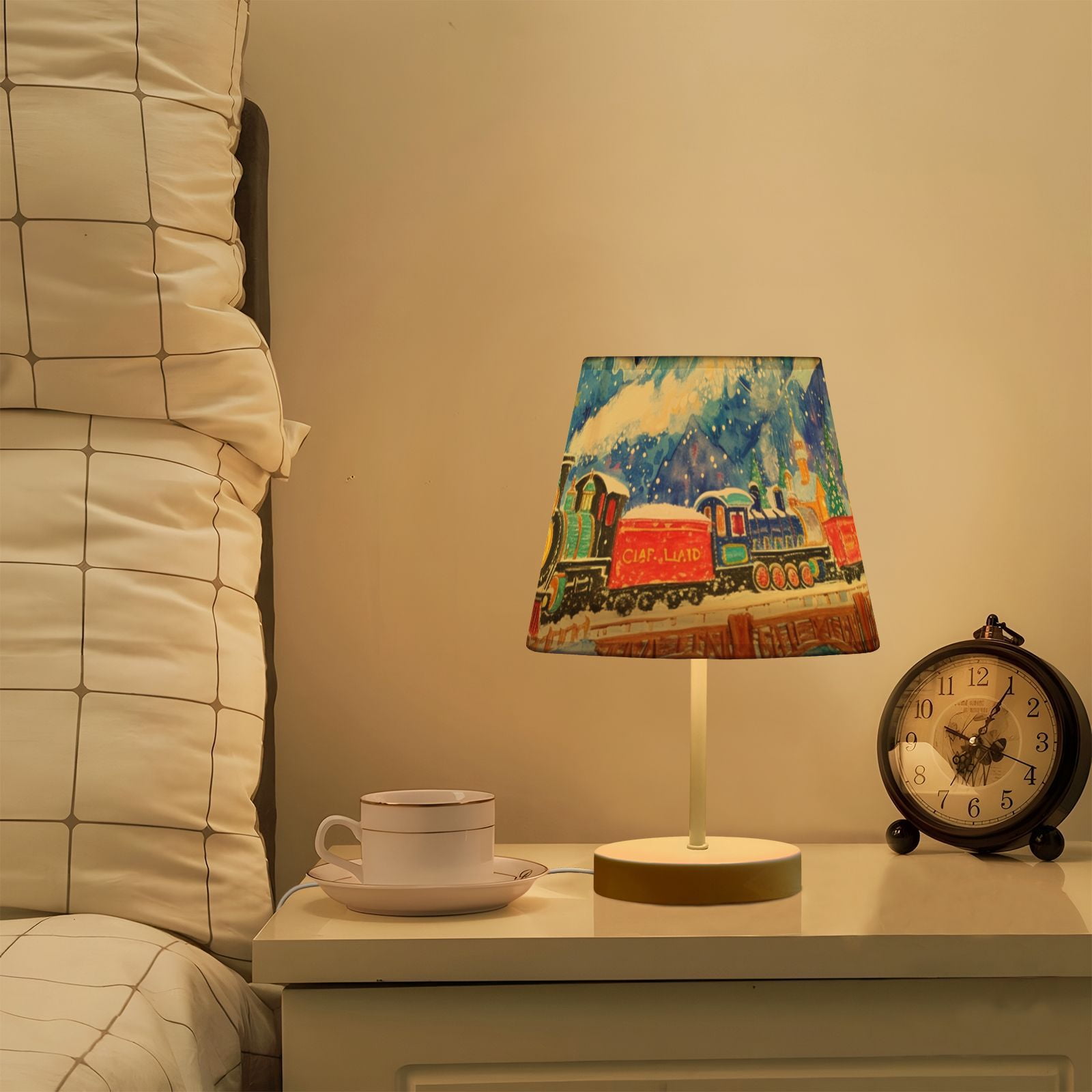 Trains with Moon Snow Mountains LED Desk Lamp Table Lamp USB Bedside ...