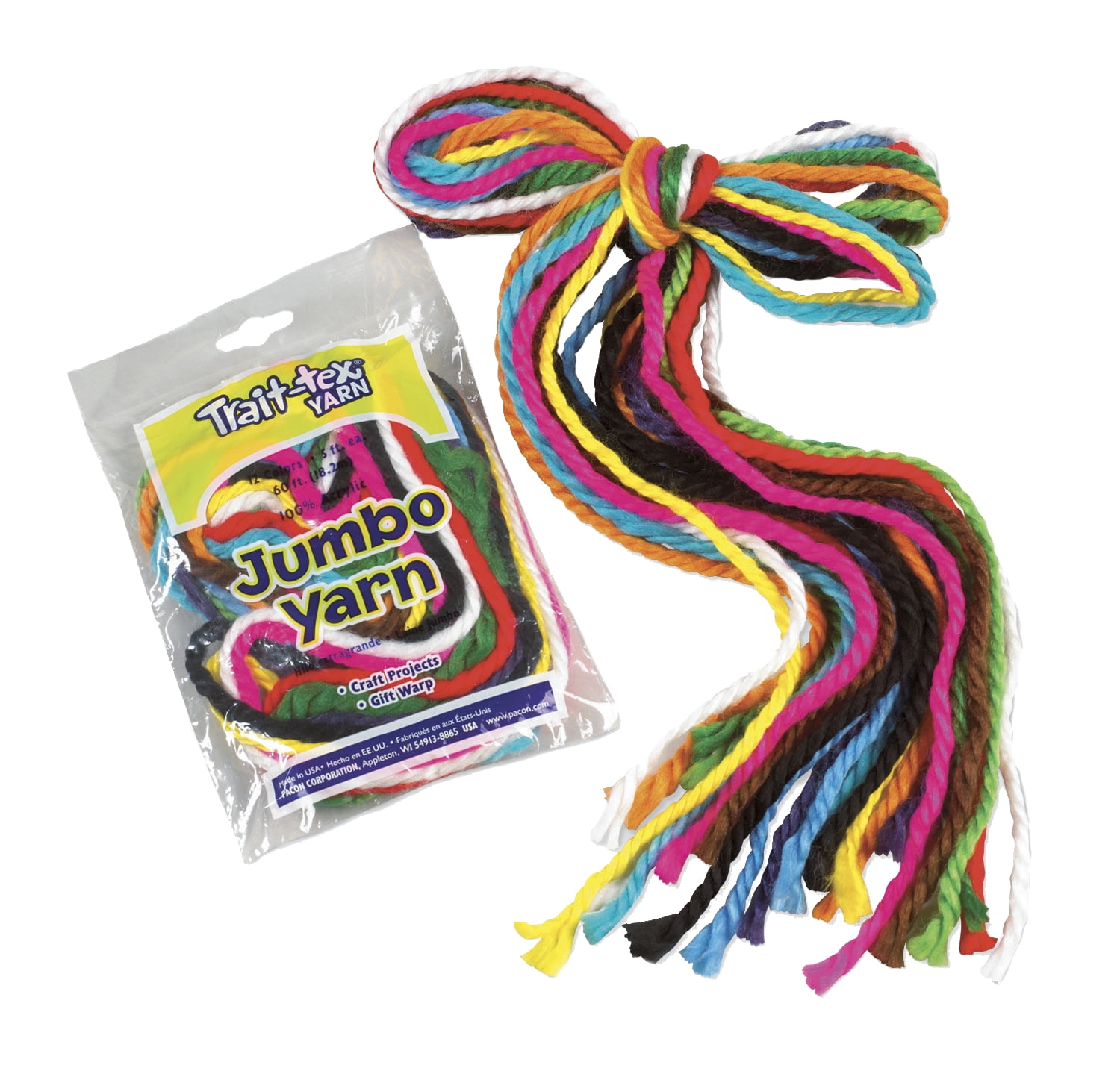 Trait Tex Acrylic Jumbo-Weight Yarn with Plastic Storage Bag, 5 Feet ...