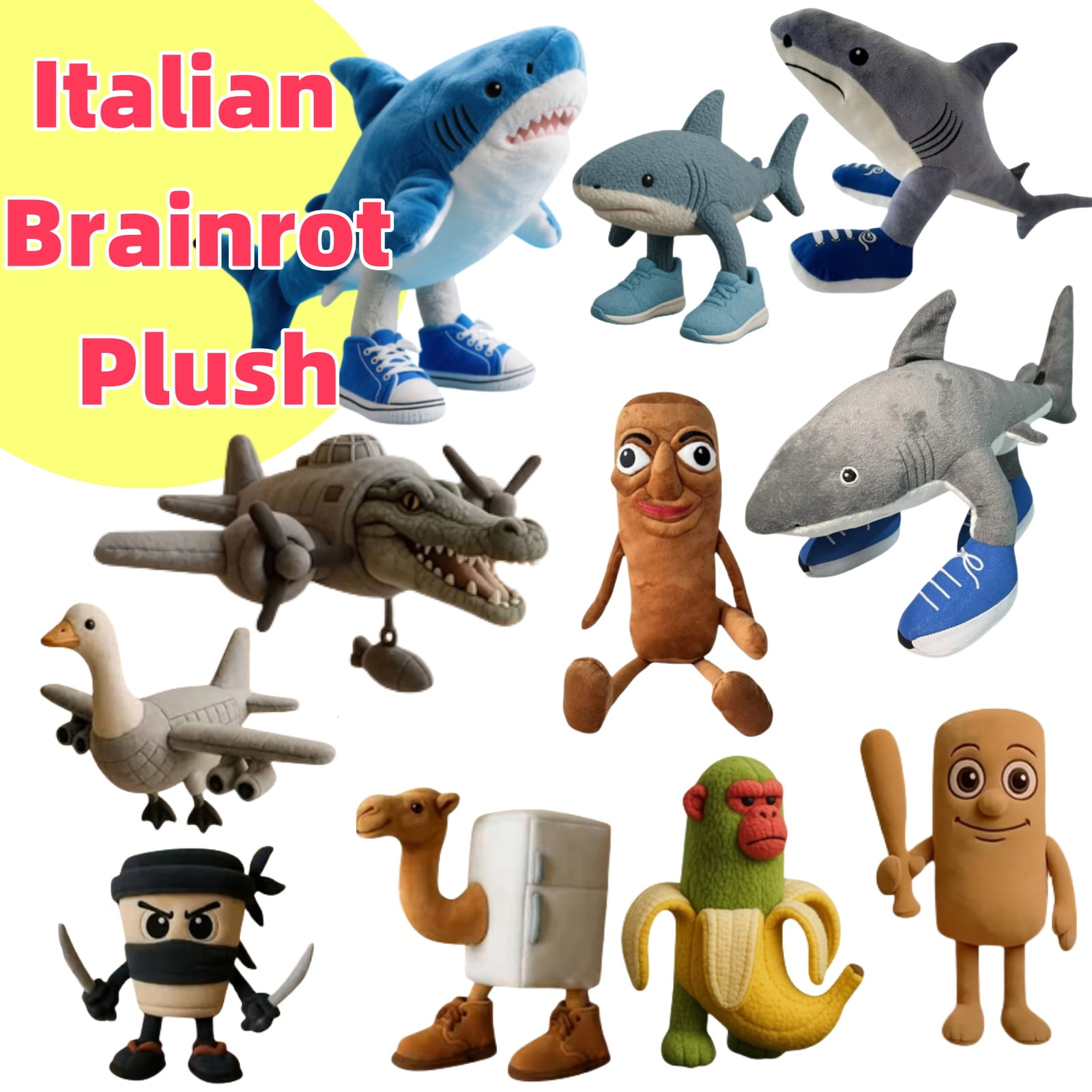 Tralalero Tralala 12" Plush, Tung Tung Tung Sahur Plush Toy, Italian ...