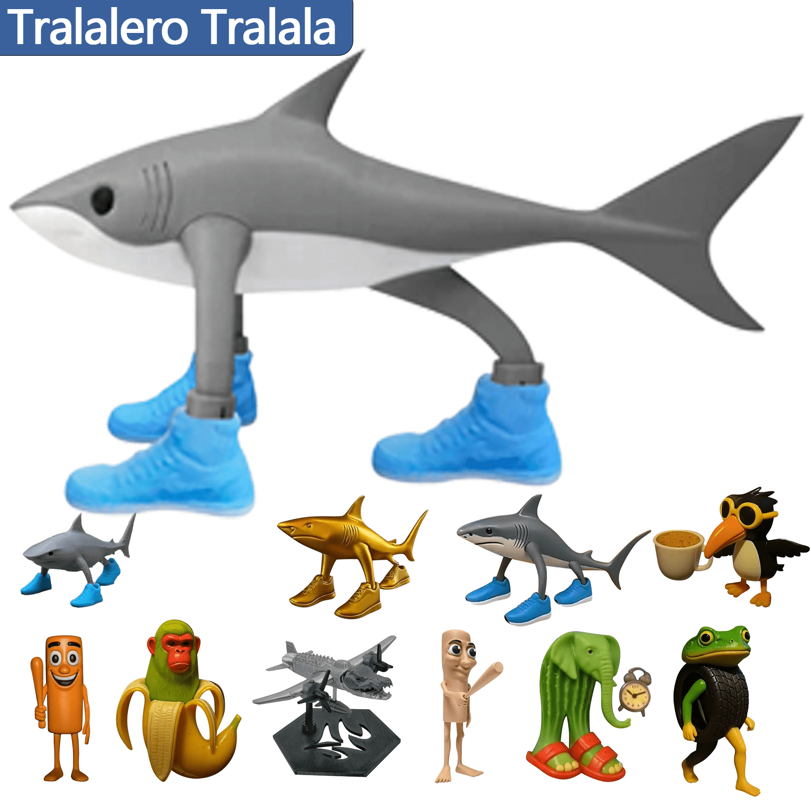 Tralalero Tralala 2.75 Inch Italian Brainrot Action Figures Shark B ...