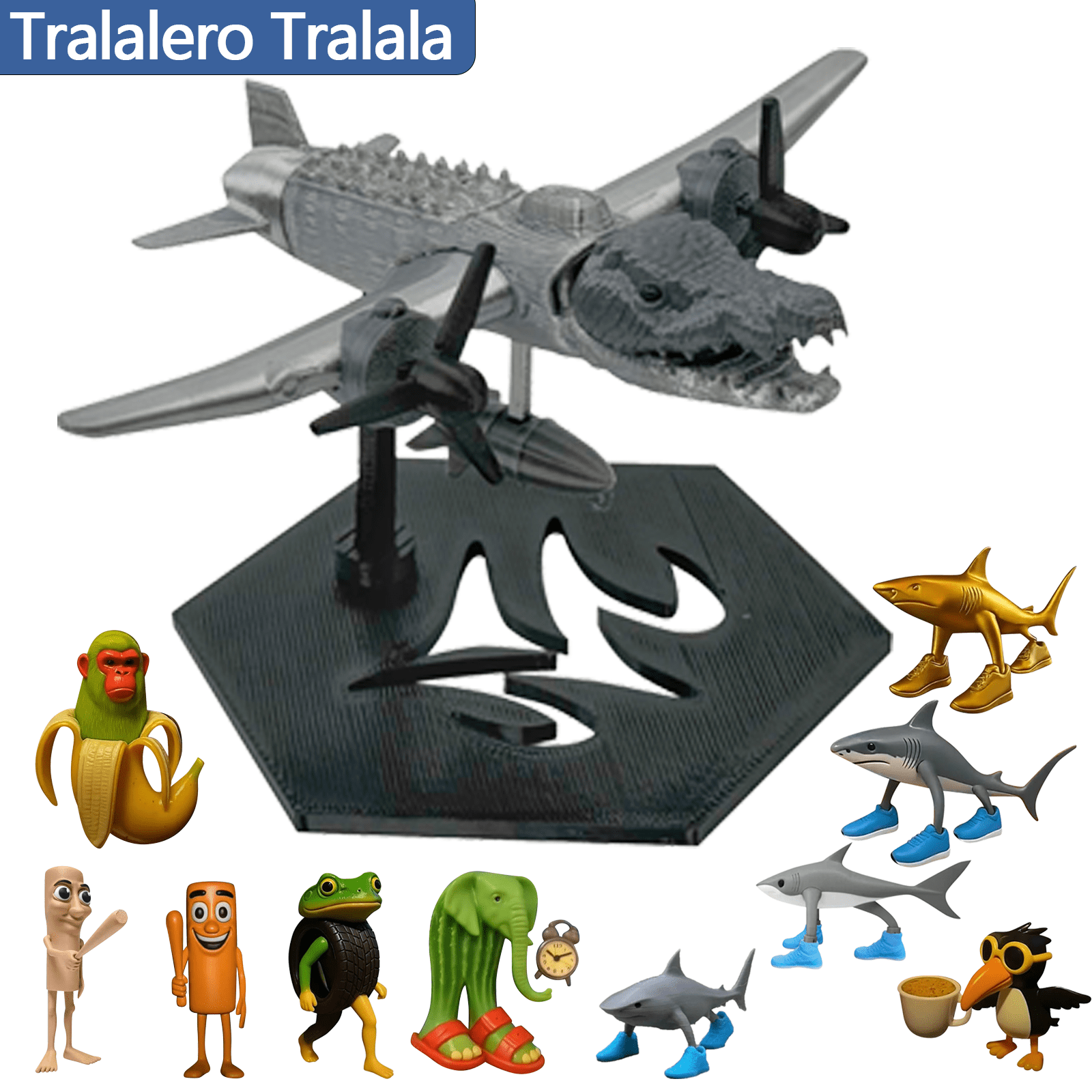 Tralalero Tralala 4.5 Inch Italian Brainrot Action Figures Dinosaur ...