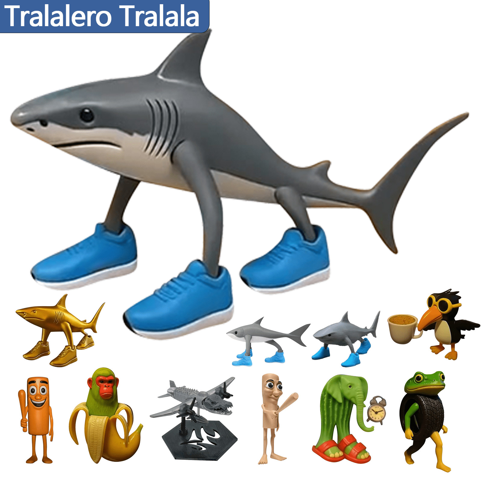 Tralalero Tralala 4 Inch Italian Brainrot Action Figures Shark A ...