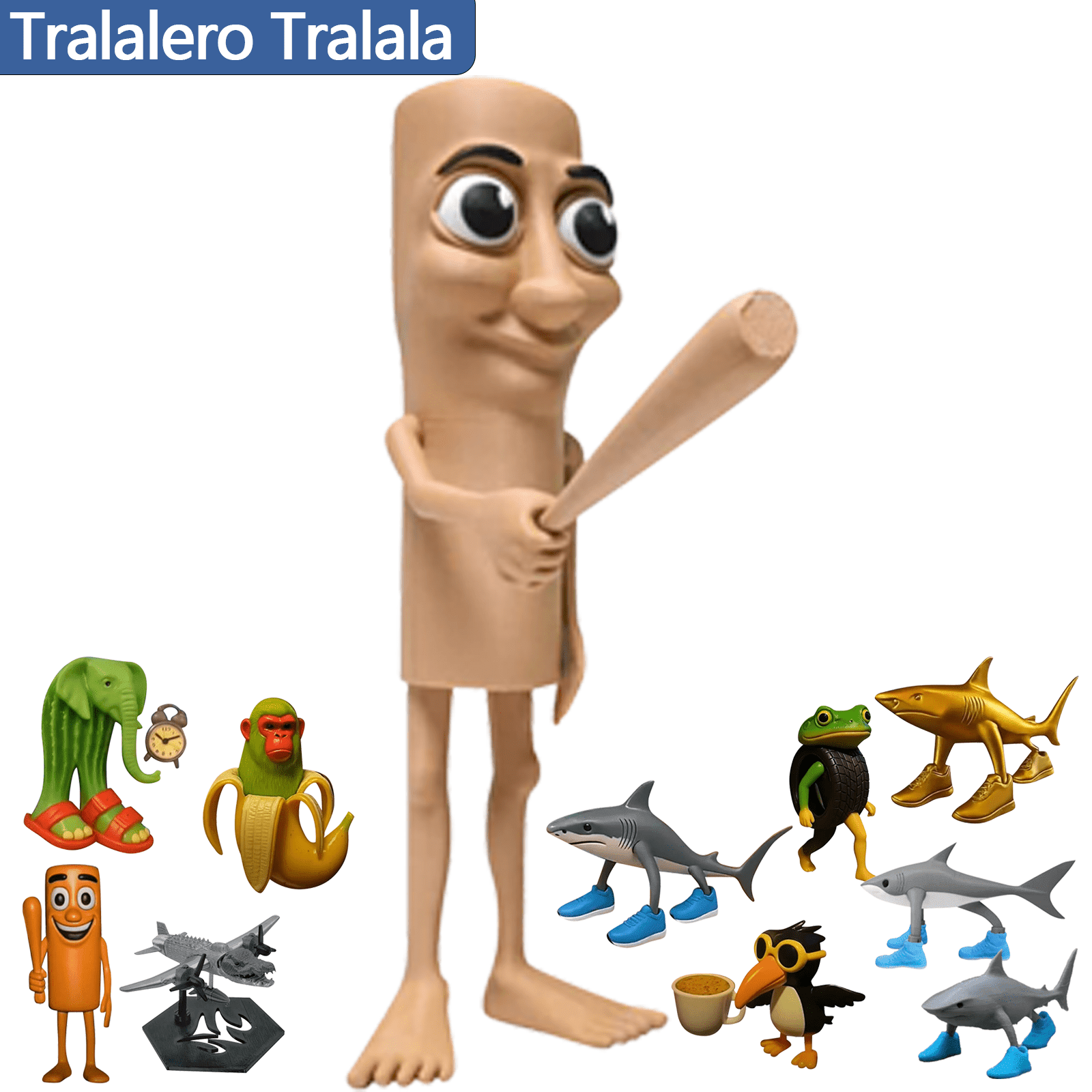 Tralalero Tralala 5 Inch Italian Brainrot Action Figures Sticker Man B ...