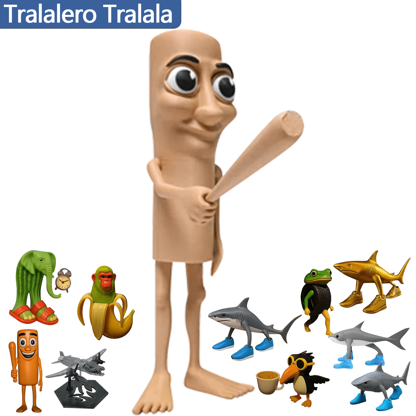 Tralalero Tralala 5 Inch Italian Brainrot Action Figures Sticker Man B Figurine Boneca Ambalabu ...