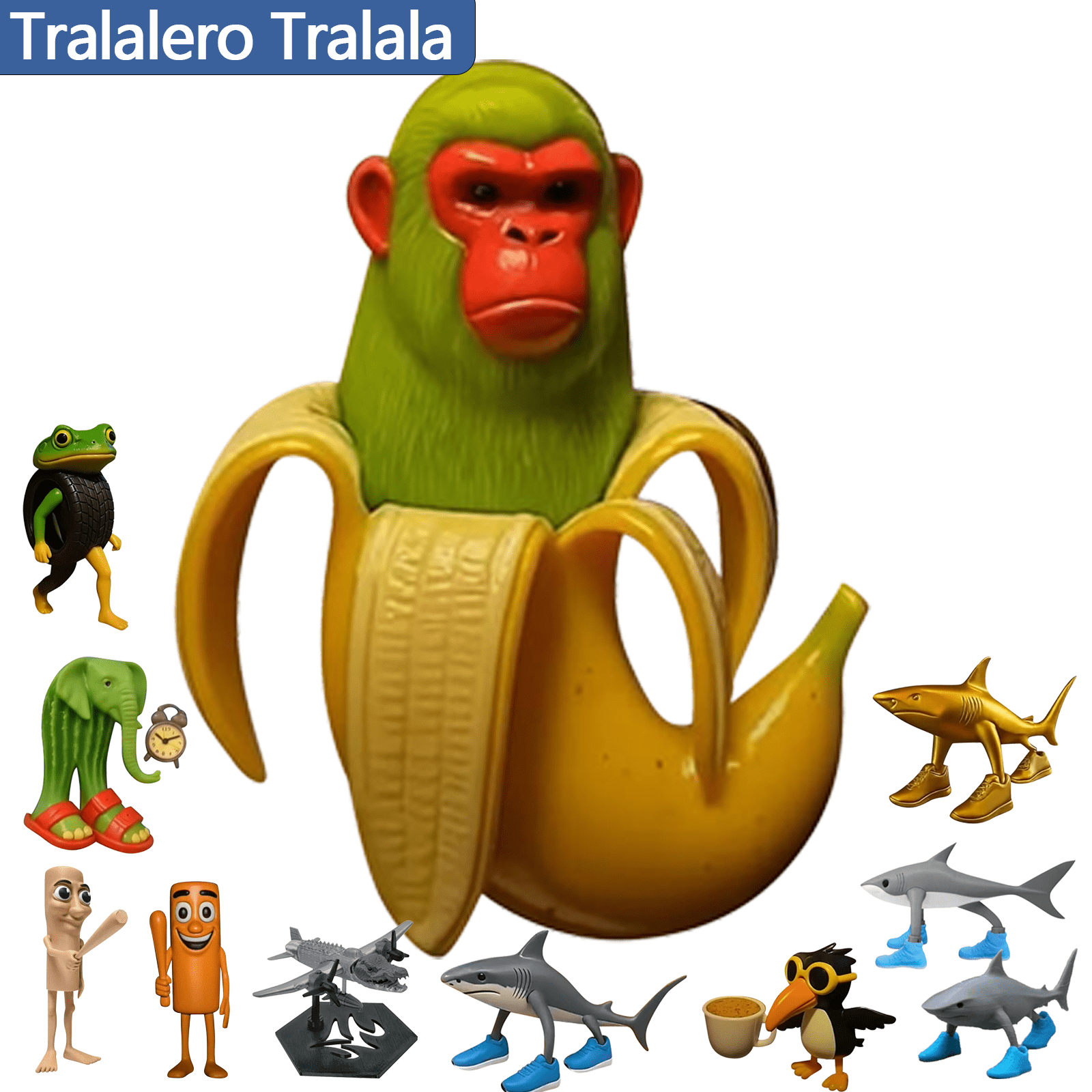Tralalero Tralala 6 Inch Italian Brainrot Action Figures Banana Gorilla ...