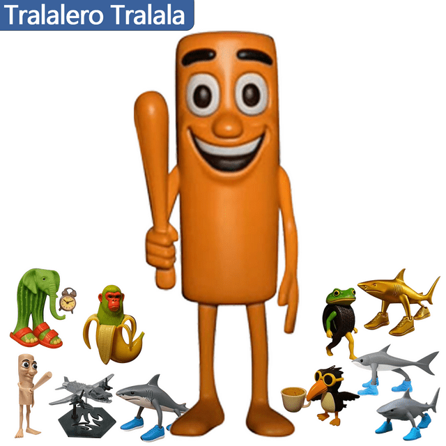 Tralalero Tralala 6 Inch Italian Brainrot Action Figures Sticker Man A Figurine Boneca Ambalabu ...