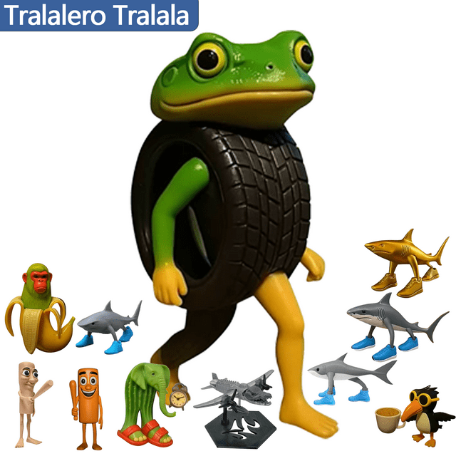 Tralalero Tralala 6 Inch Italian Brainrot Action Figures Tire Frog ...