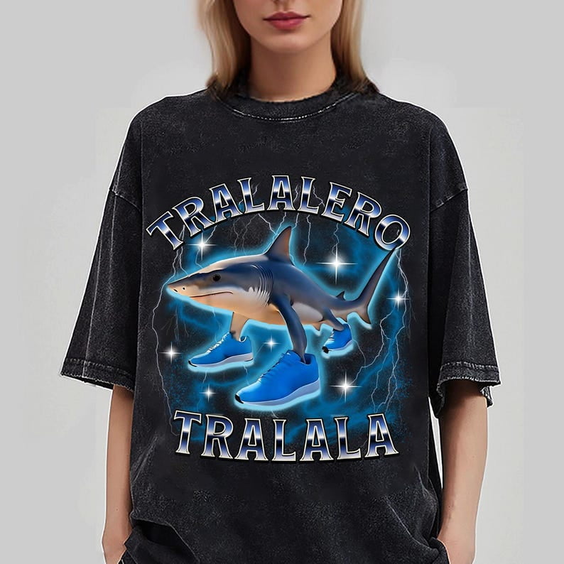 Tralalero Tralala Funny Shark Meme T-shirt, shark with shoes, tralalero ...