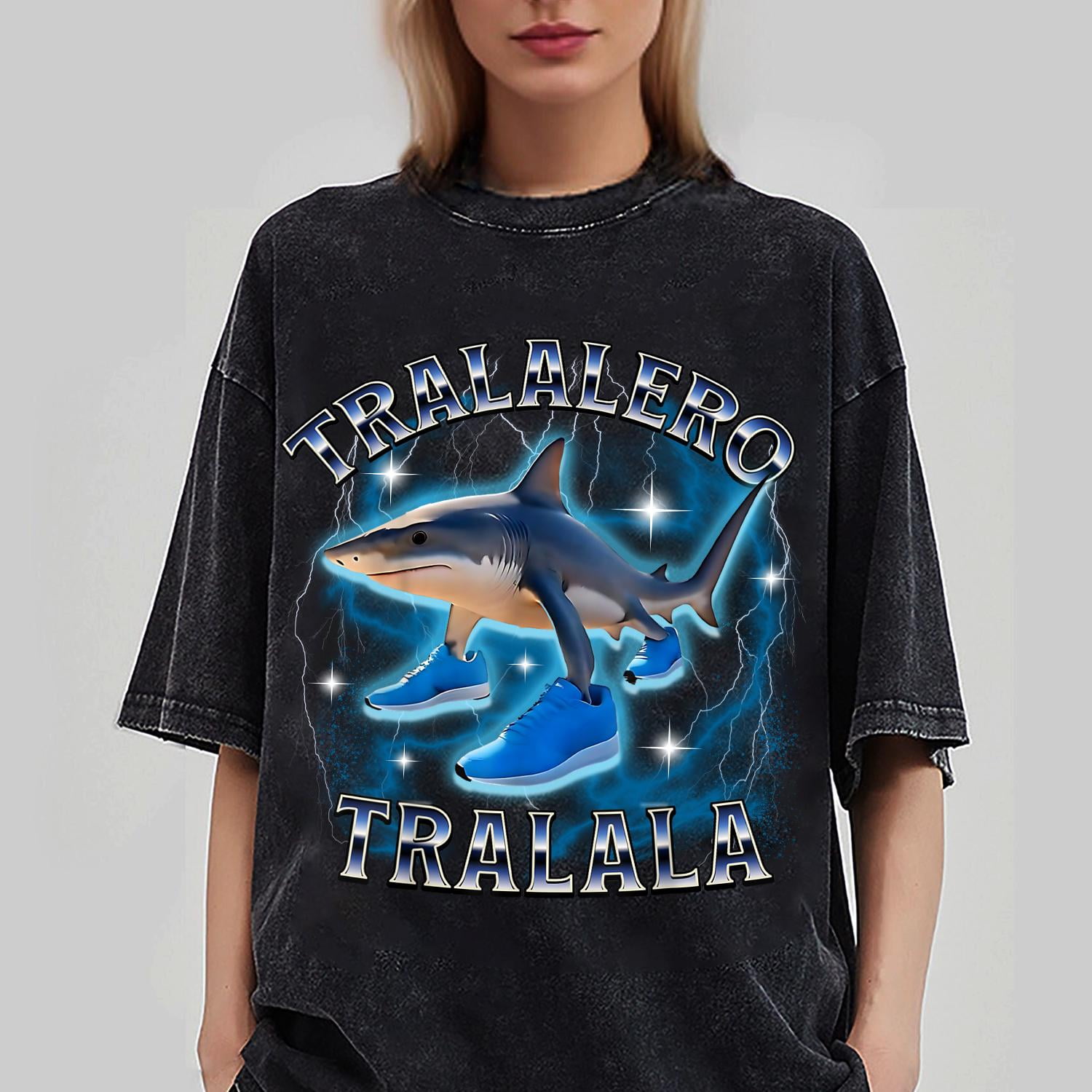 Tralalero Tralala Funny Shark Meme T-shirt, shark with shoes, tralalero ...
