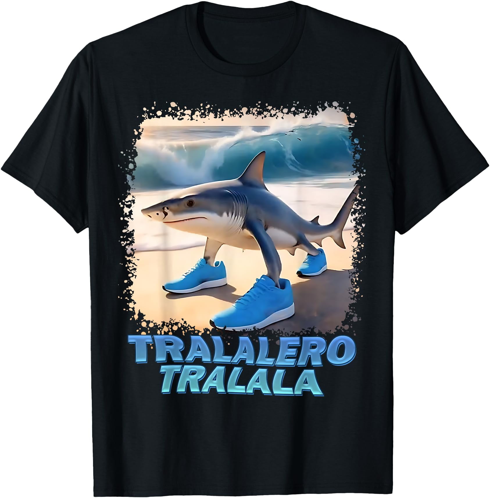 Tralalero Tralala Italian Brainrot Meme T-Shirt,Black - Walmart.com