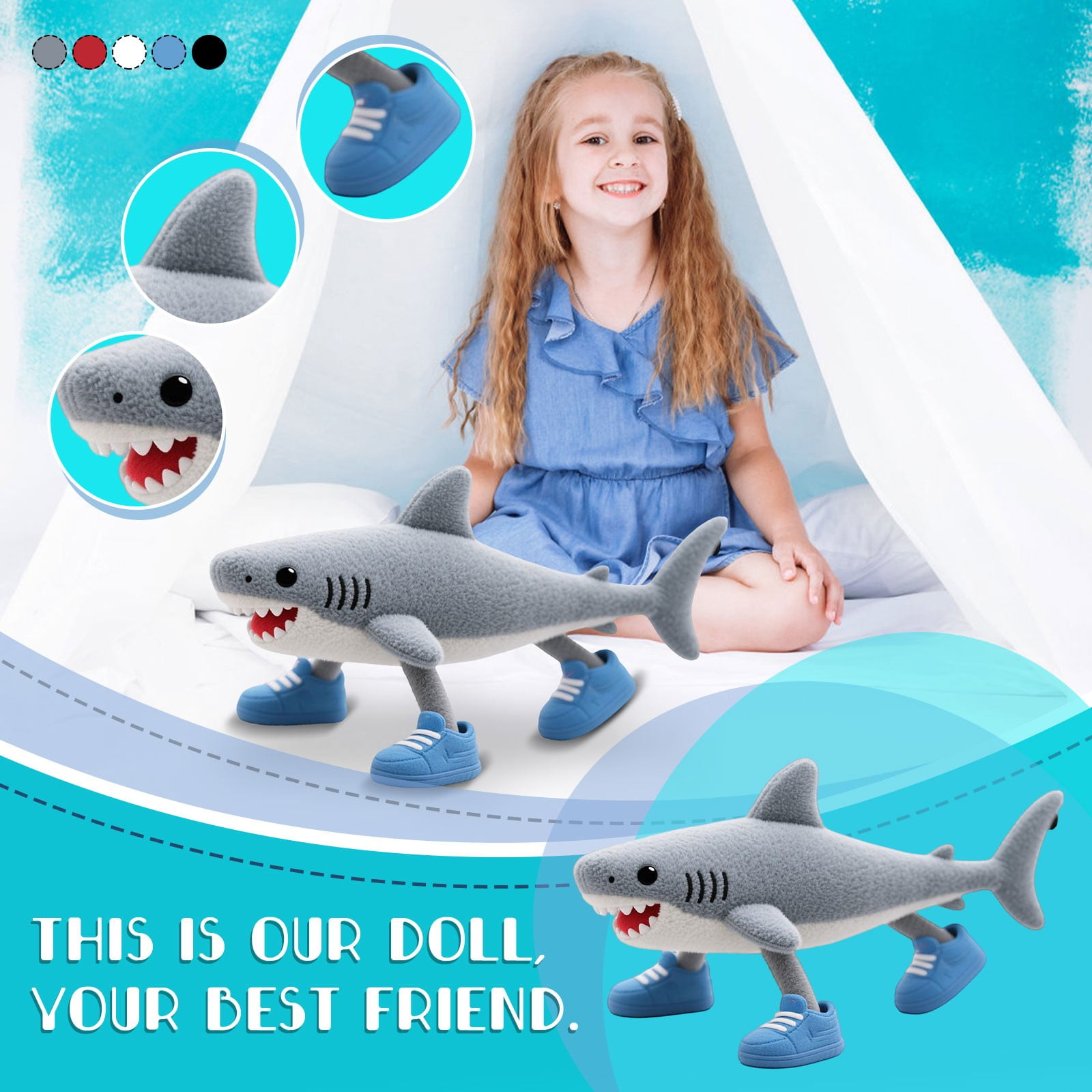 Tralalero Tralala Plush – 13.8in Soft PP Cotton Toy, Italian Brainrot ...