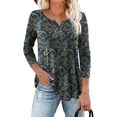 Traleubie Plus Size Tunic Tops Long Sleeve Casual Solid Henley V Neck ...