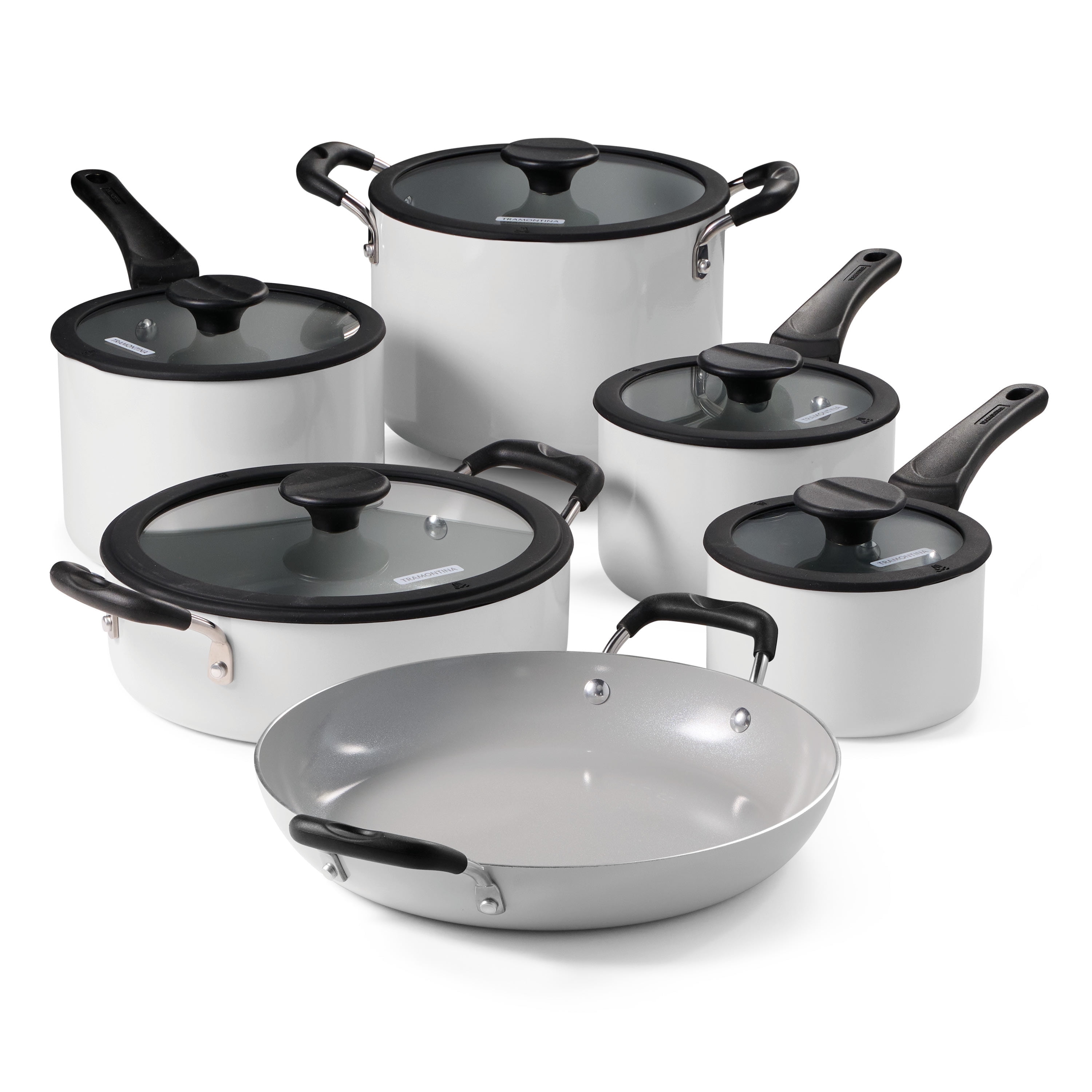 Tramontina 11 Piece Ceramic Nonstick Nesting Cookware Set — Stackable ...