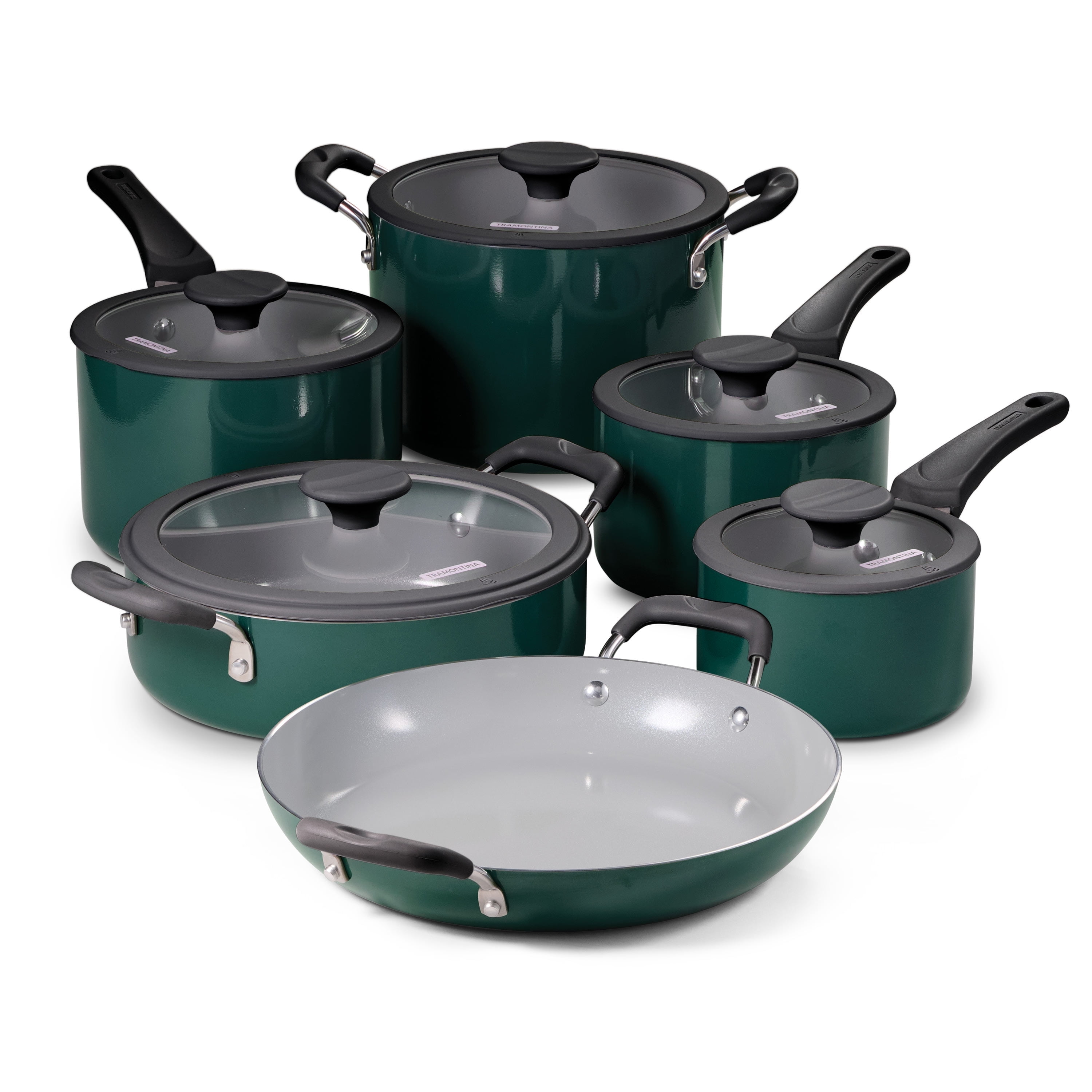 Tramontina 11 Piece Ceramic Nonstick Nesting Cookware Set — Stackable ...